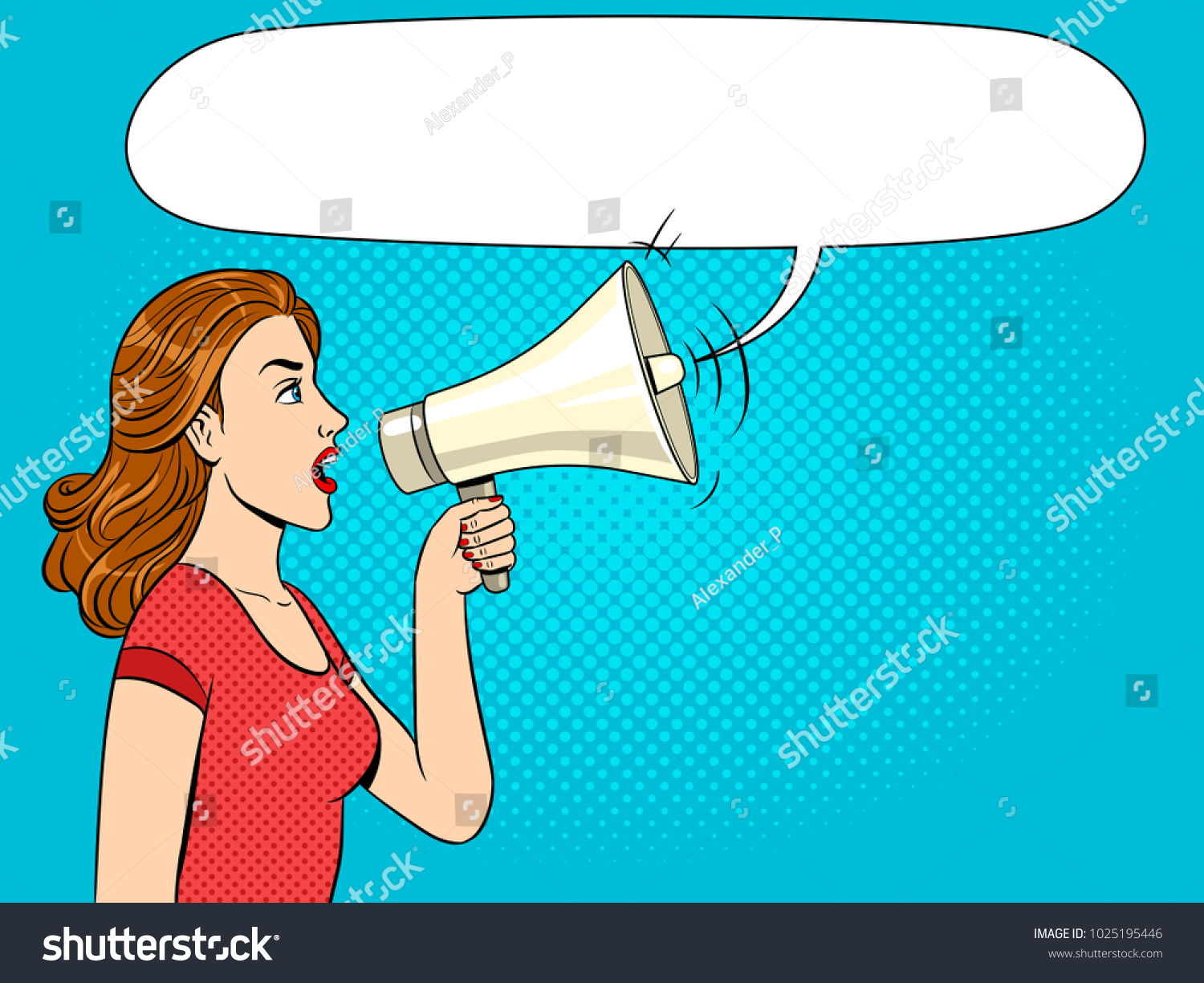 Woman Megaphone Pop Art Style Vector Stock Vector Royalty Free
