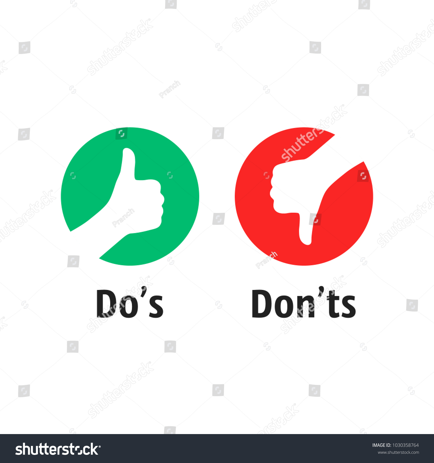 Dos Donts Like Thumbs Down Flat Stock Vector Royalty Free 1030358764