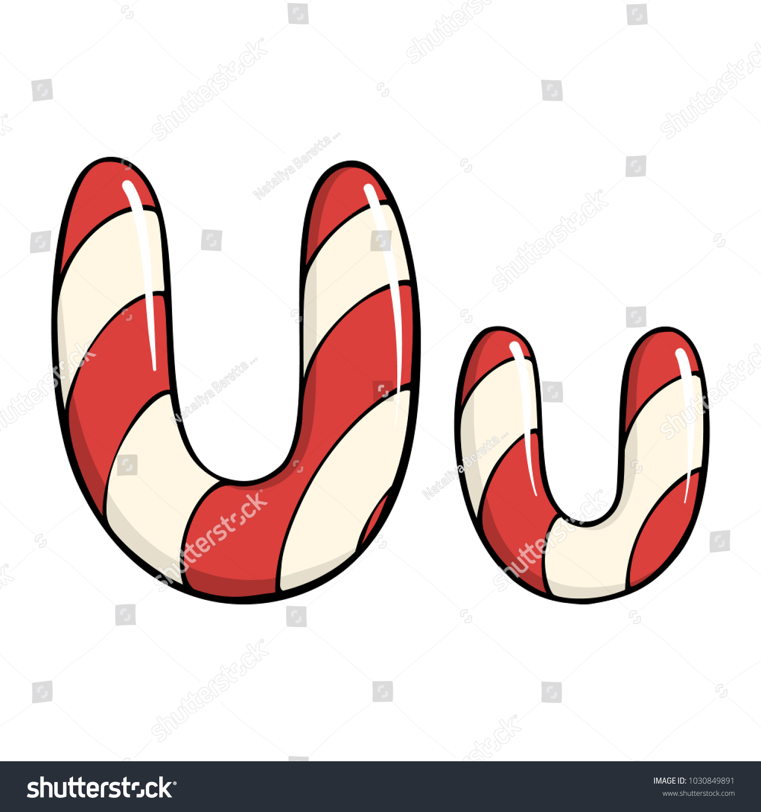 Hand Drawn Vector Candy Cane Letter Stock Vector Royalty Free 1030849891 Shutterstock