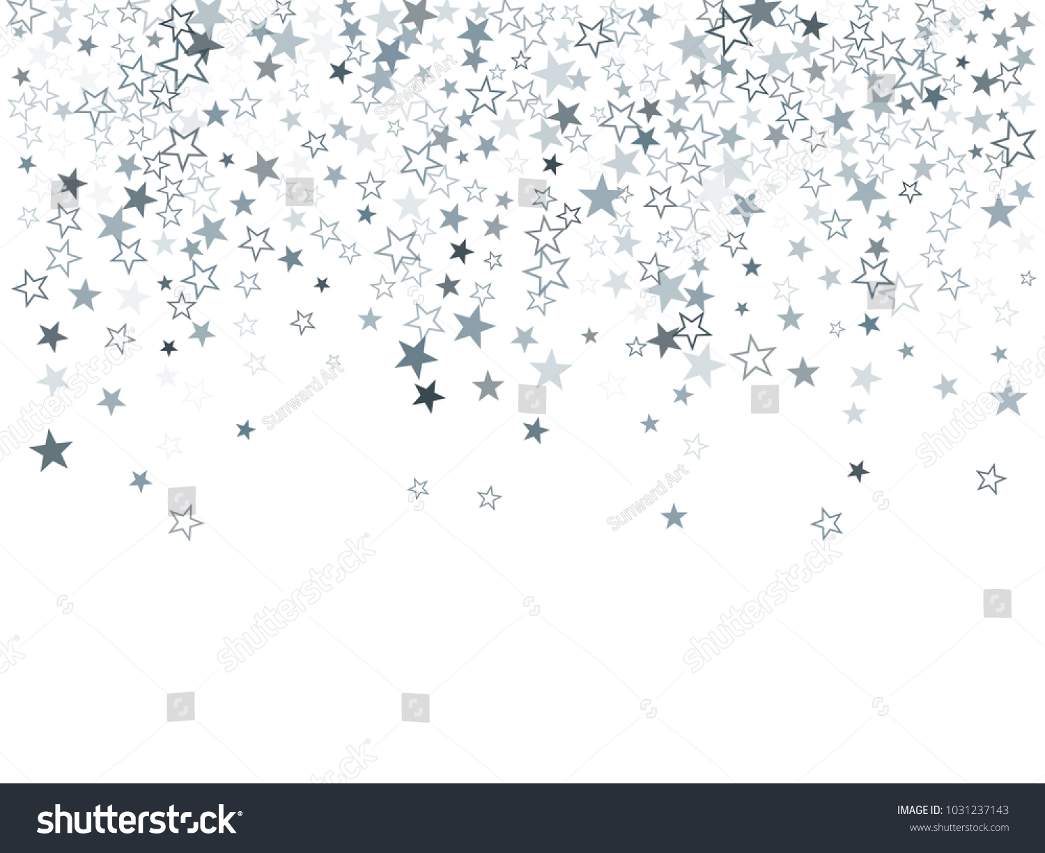 Silver Glitter Falling Stars Vector Template เวกเตอร์สต็อก ปลอดค่า