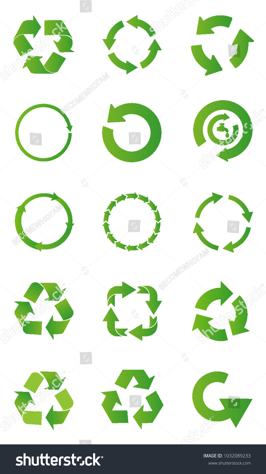 Set Green Recycle Arrow Isolate Vector Stock Vector (Royalty Free ... Set Green Recycle Arrow Isolate Vector Stock Vector (Royalty Free ...