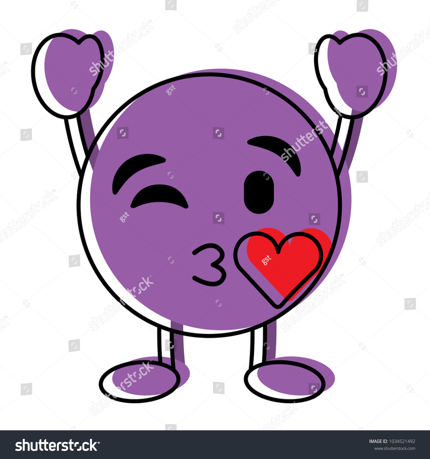 Purple Emoticon Cartoon Face Blowing Kiss Stock Vector Royalty Free