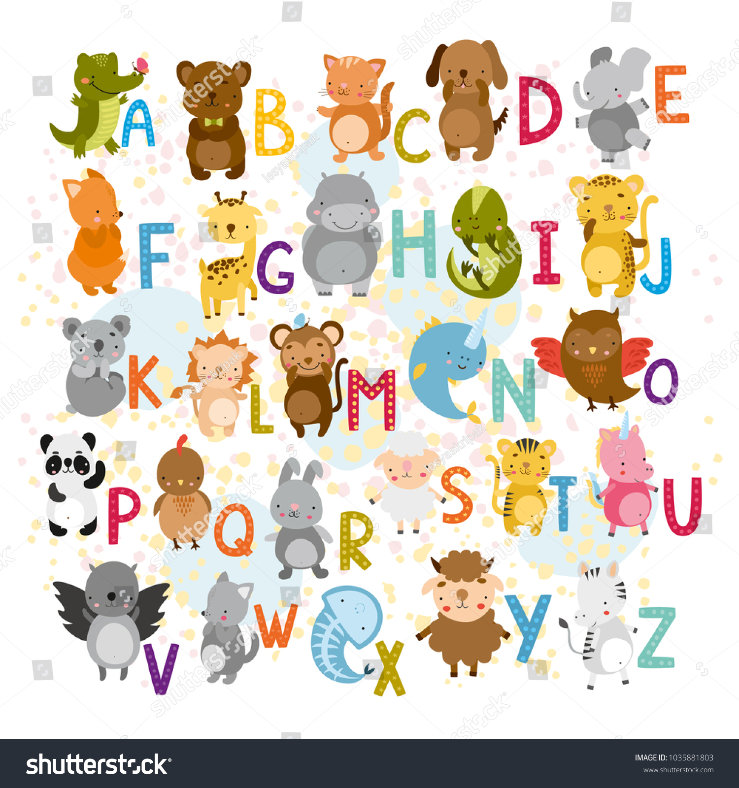 Vector Alphabet Cute Animals Zoo Bear Stock Vector (Royalty Free ...