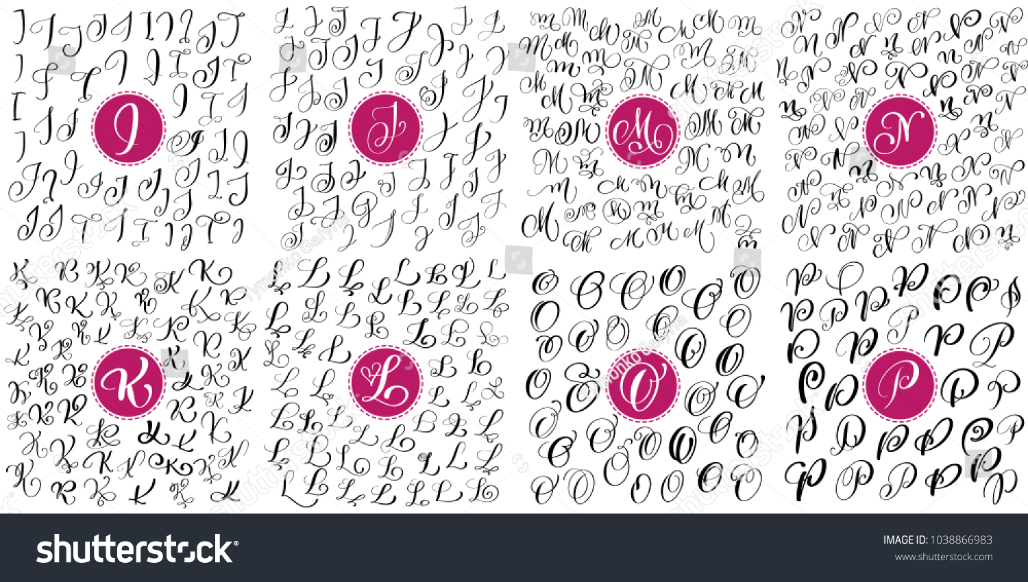 Set Hand Drawn Vector Calligraphy Letters Stock Vector (Royalty Free) 1038866983 | Shutterstock
