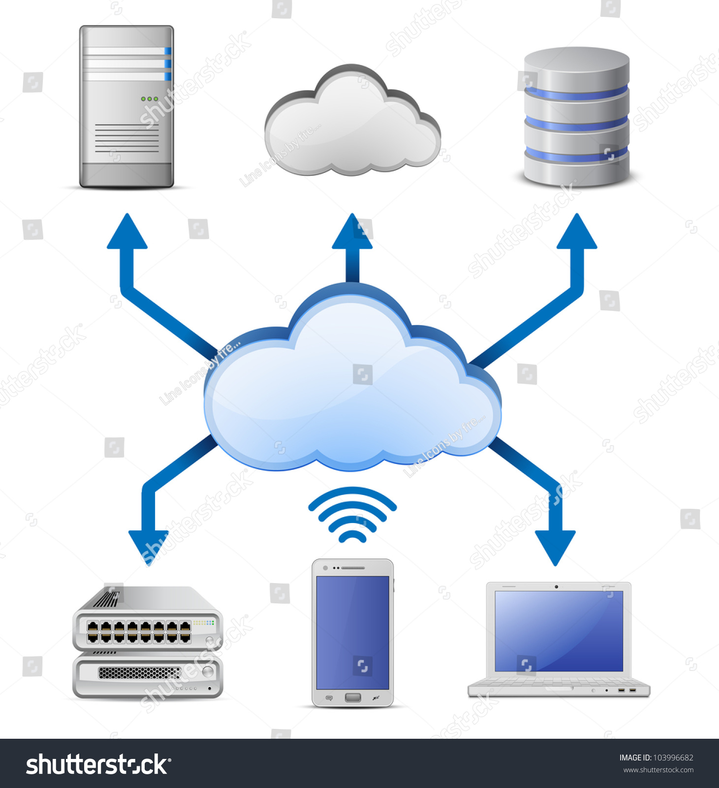 Cloud Computing Network Scheme Vector Illustration Stock Vector ...