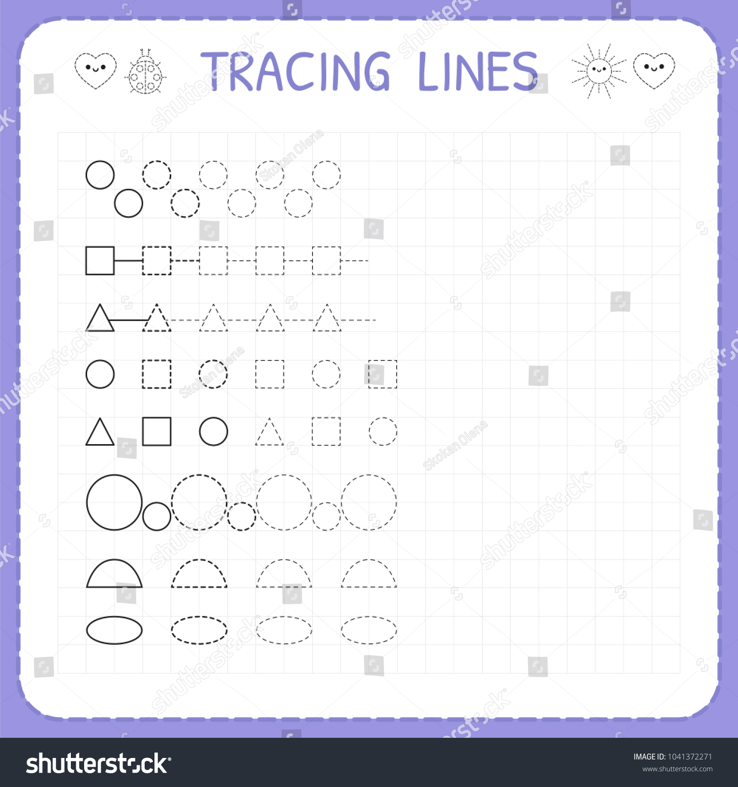 Tracing Lines Worksheet Kids Working Pages Stock Vector (Royalty Free ...