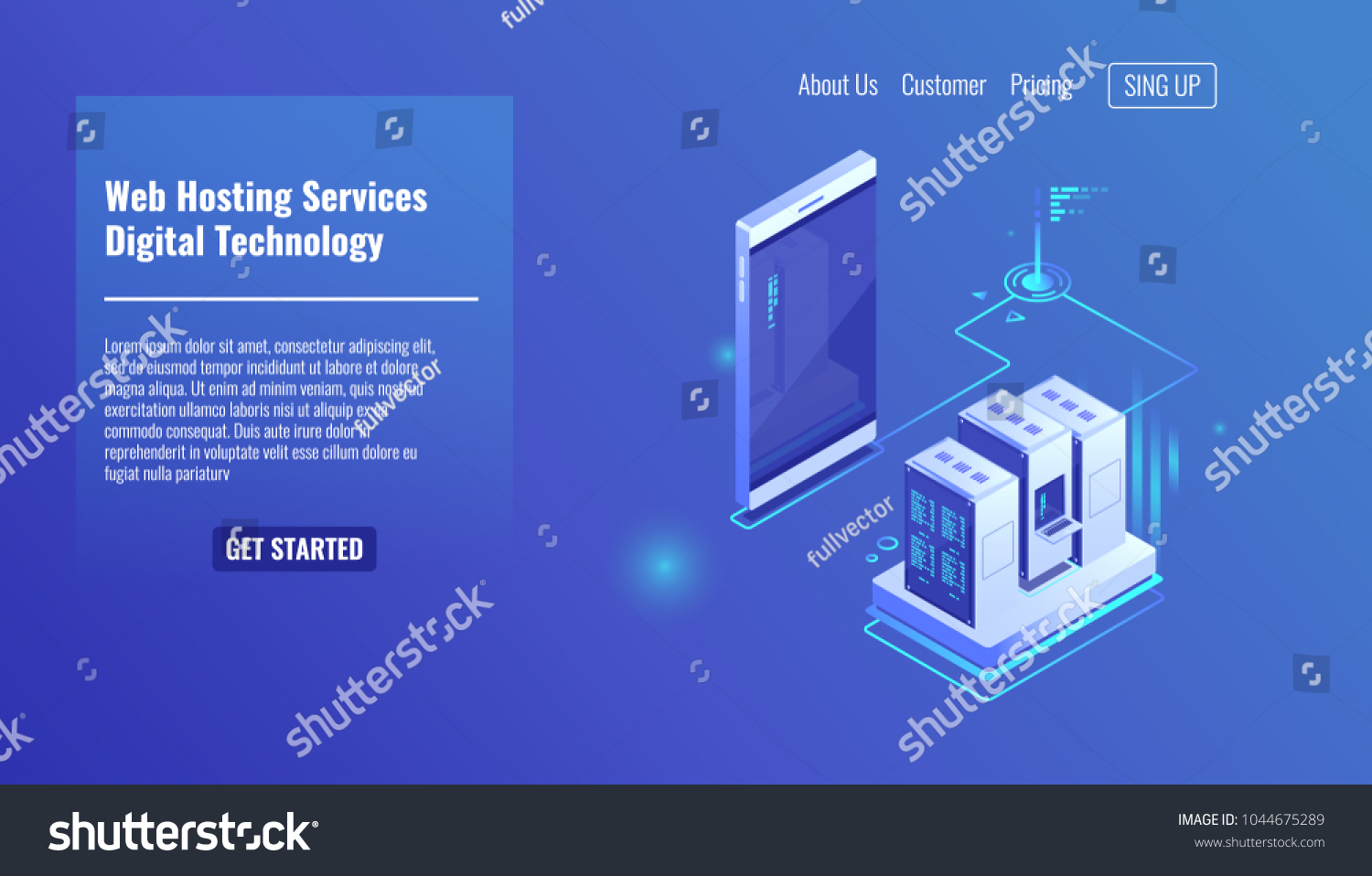Website Web Application Hosting Server Room Stock Vector (Royalty Free ...