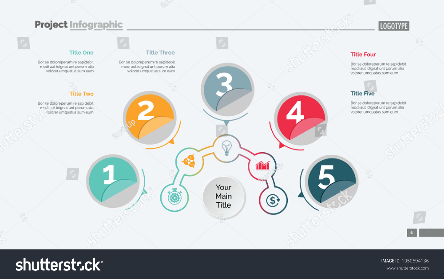 Five Circles Process Chart Slide Template Stock Vector (Royalty Free ... Five Circles Process Chart Slide Template Stock Vector (Royalty Free ...