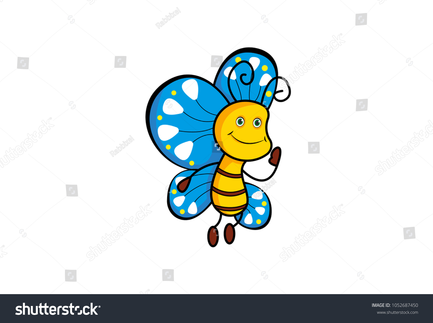Cute Butterfly Vector Illustration Isolated On: vector de stock (libre de regalías) 1052687450 ...