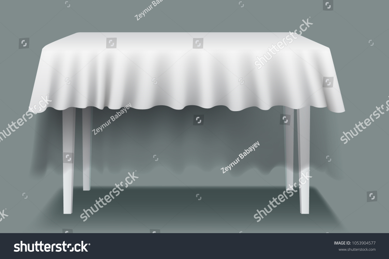 Vector White Empty Rectangular Table Tablecloth Stock Vector (Royalty ...