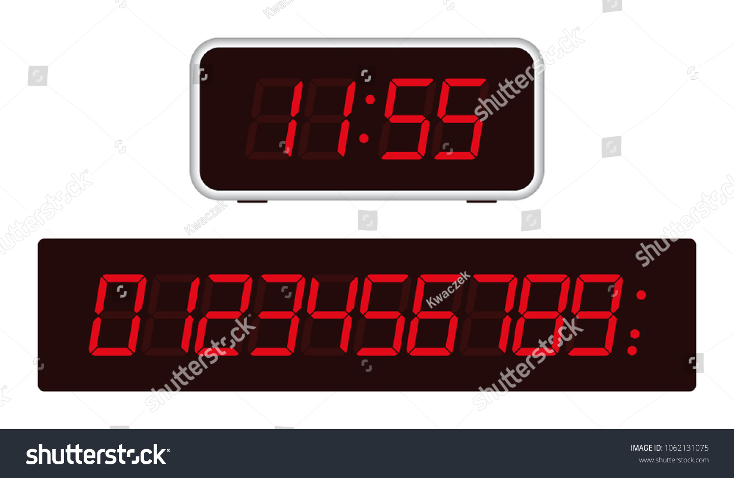 Retro Old School Digital Clock Red Stock Vector (royalty Free