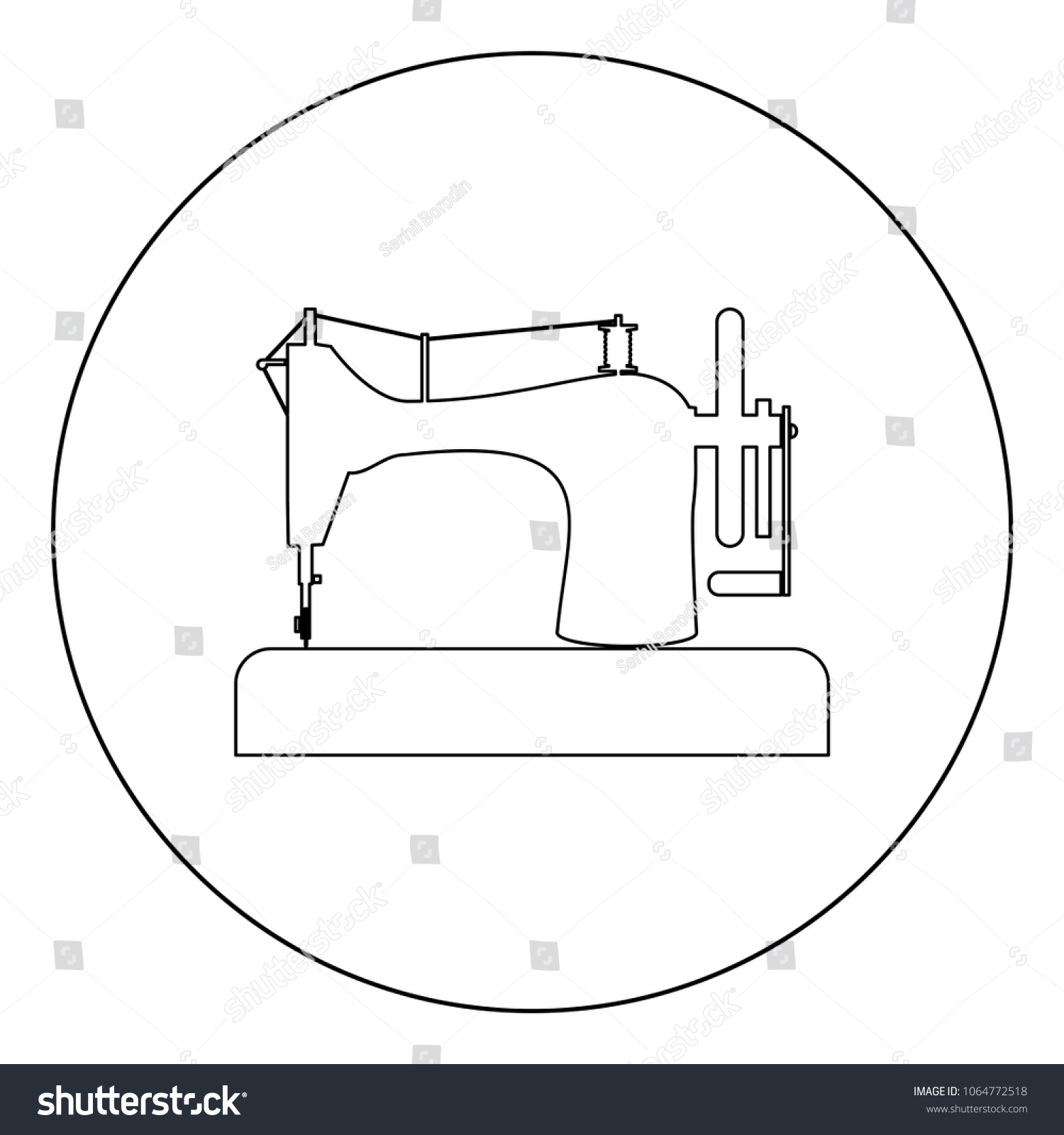 Sewing Machine Icon Black Color Circle Stock Vector Royalty Free