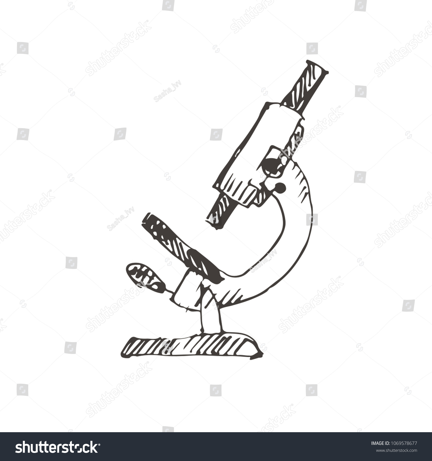 Hand Drawn Microscope Vector Illustration Sketch: เวกเตอร์สต็อก (ปลอด ...