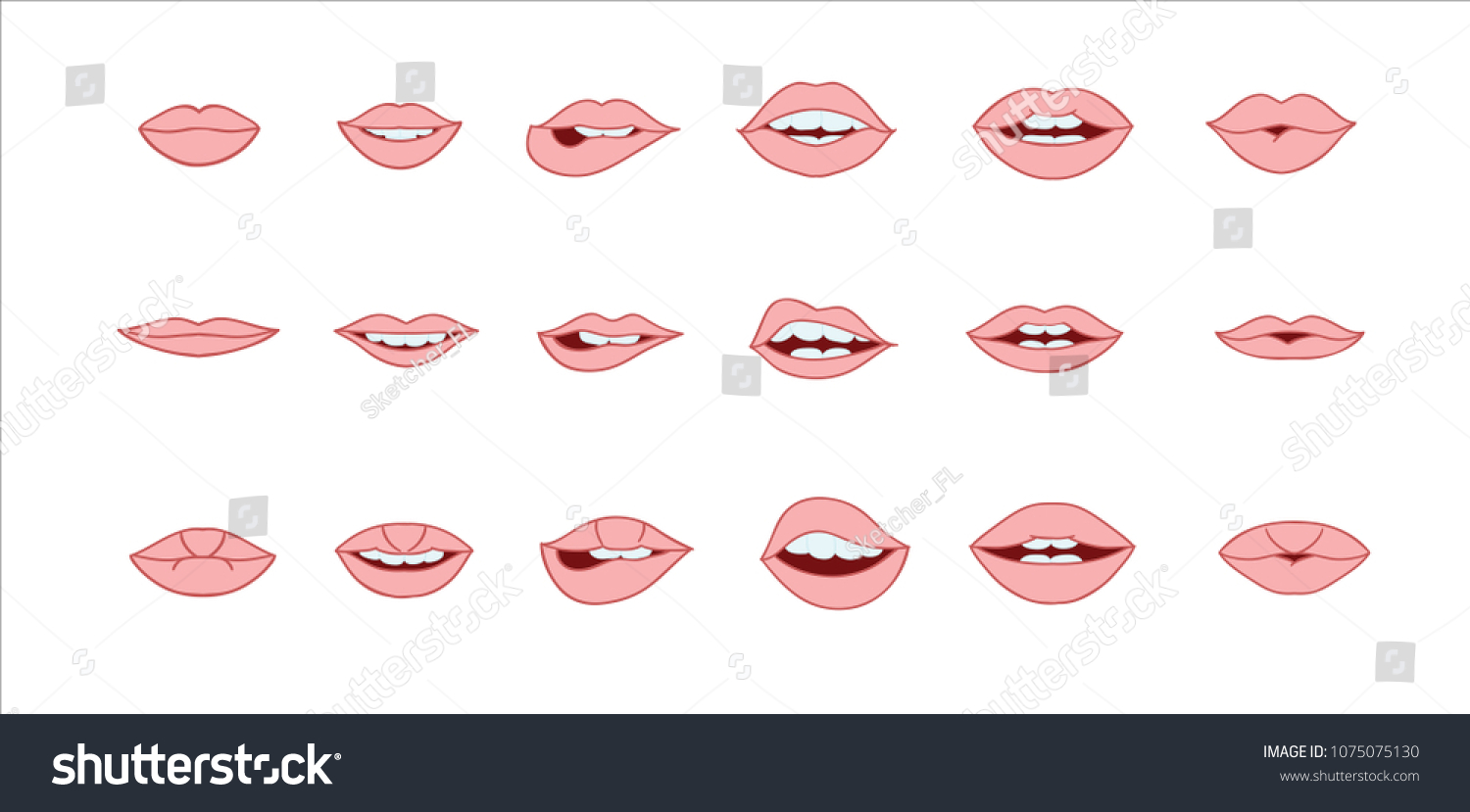 Lips Vector Collection Illustration Sexy Doodle Stock Vector Royalty
