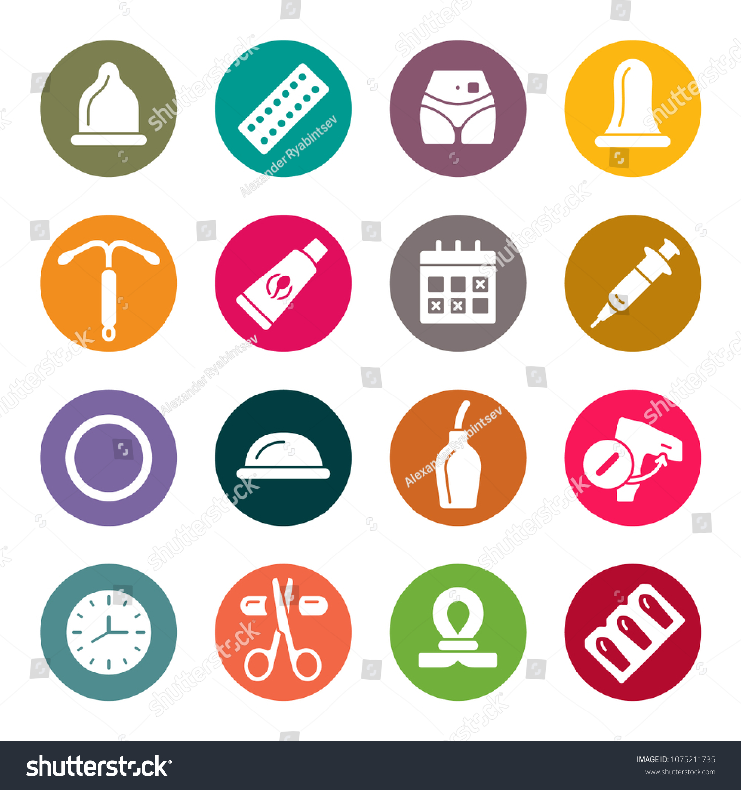 Contraception Methods Icon Set Stock Vector Royalty Free 1075211735