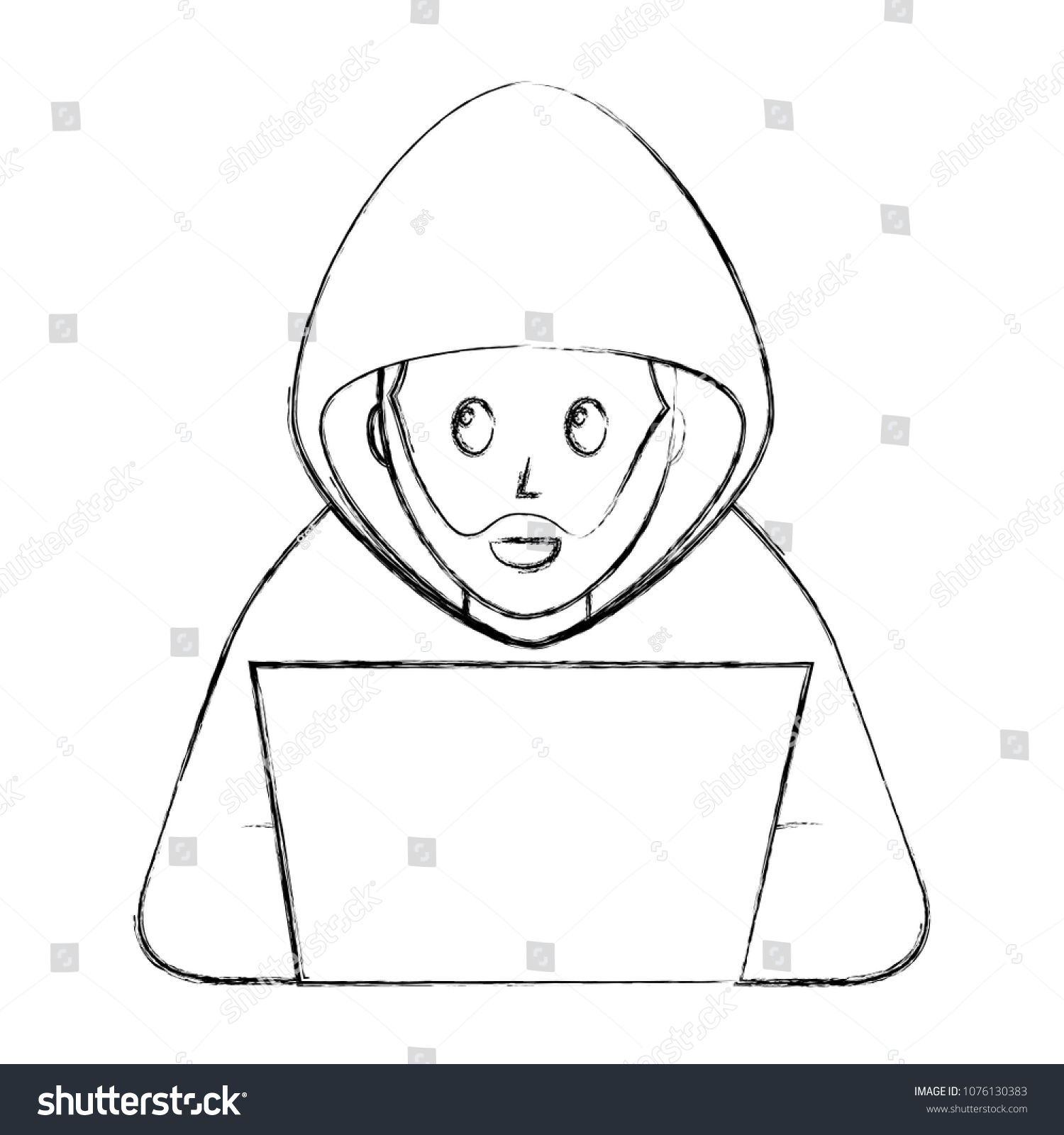Cyber Security Hacker Character Crime Laptop Stock Vector Royalty Free 1076130383 Shutterstock