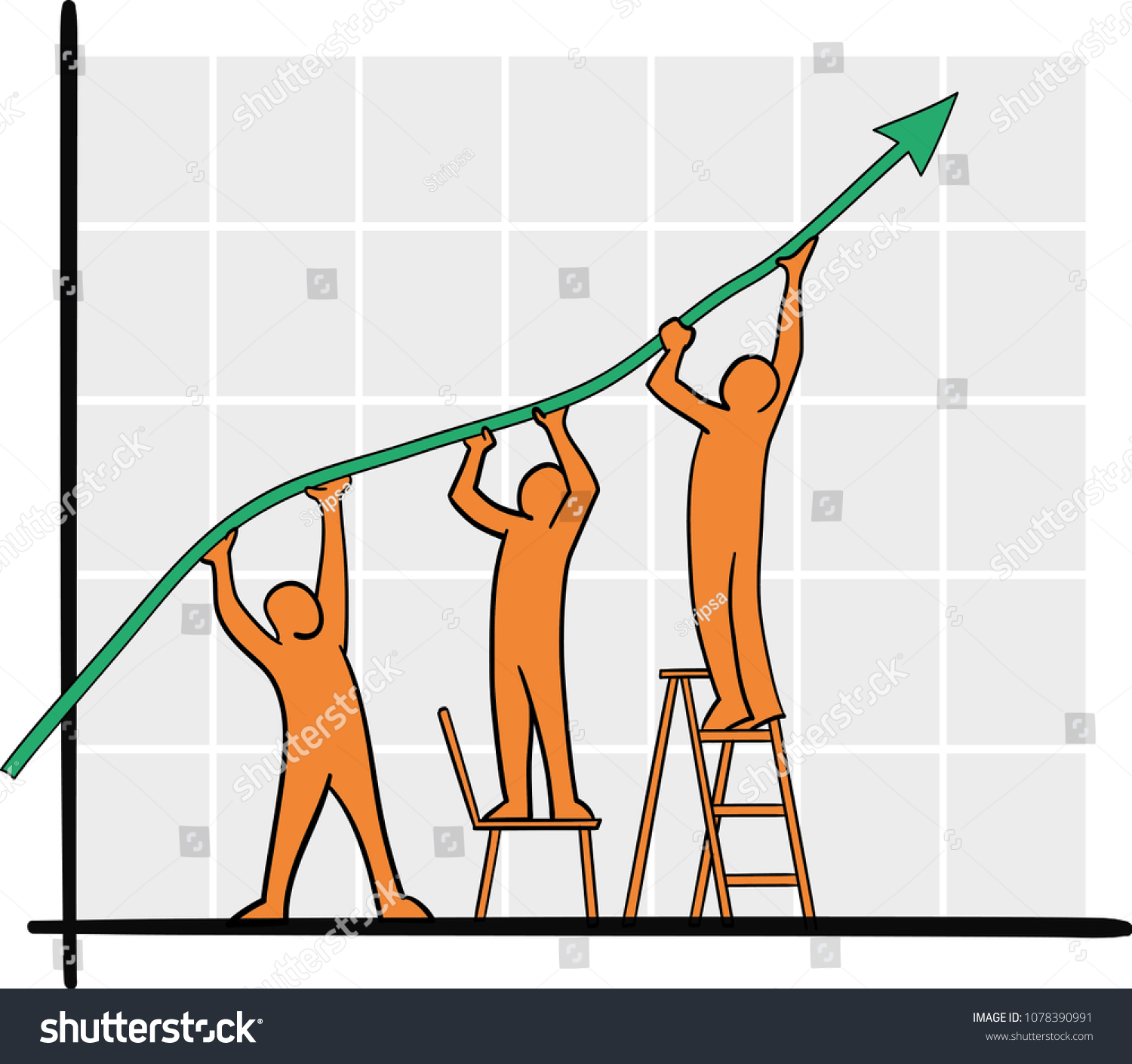 Three Simple Employees Working Together Icrease Stock Vector (Royalty Free) 1078390991 ...