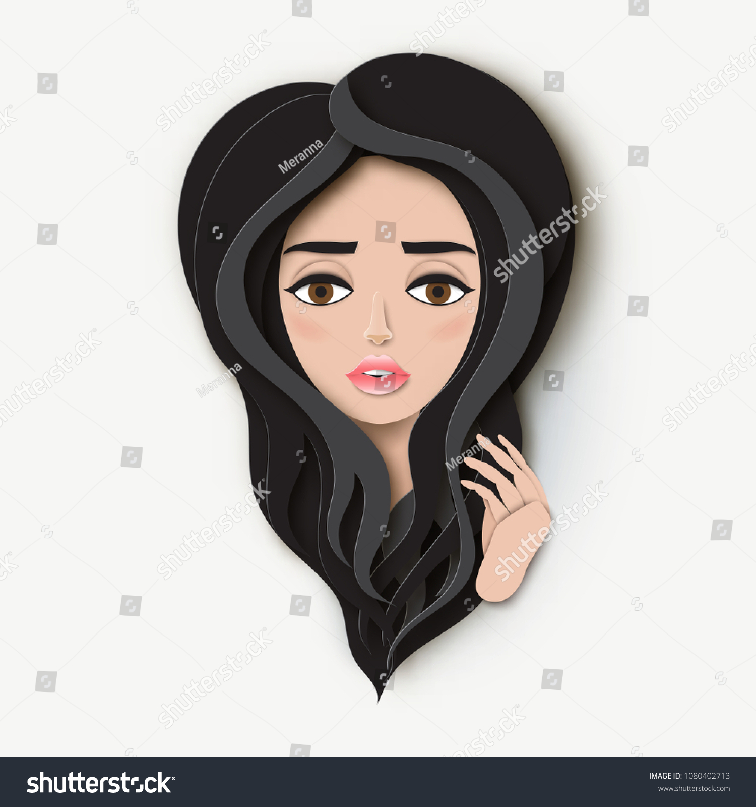 Vector Portrait Young Beautiful Woman Long Stock Vector Royalty Free