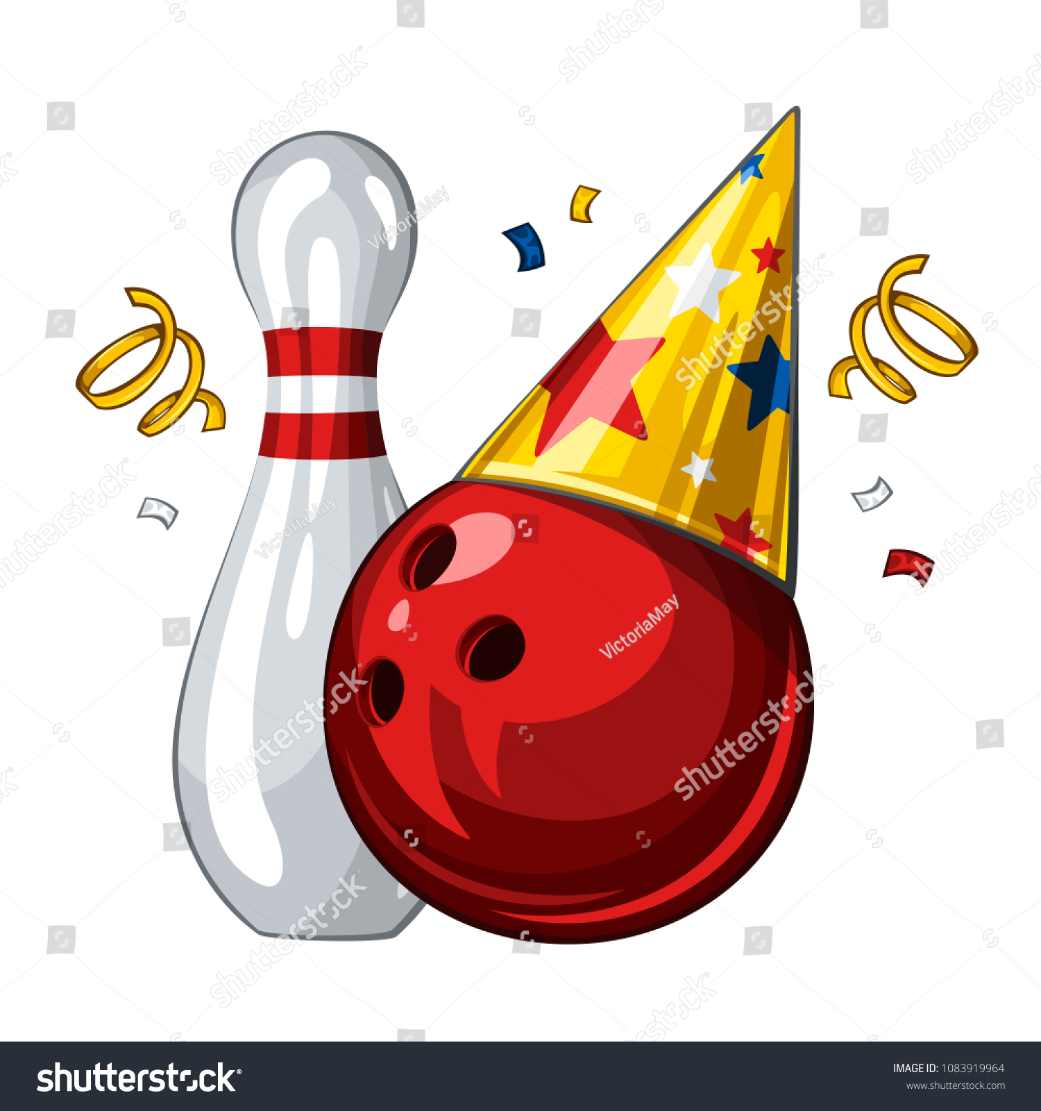 Vector Illustration Bowling Skittle Red Bowling Stock Vector Royalty