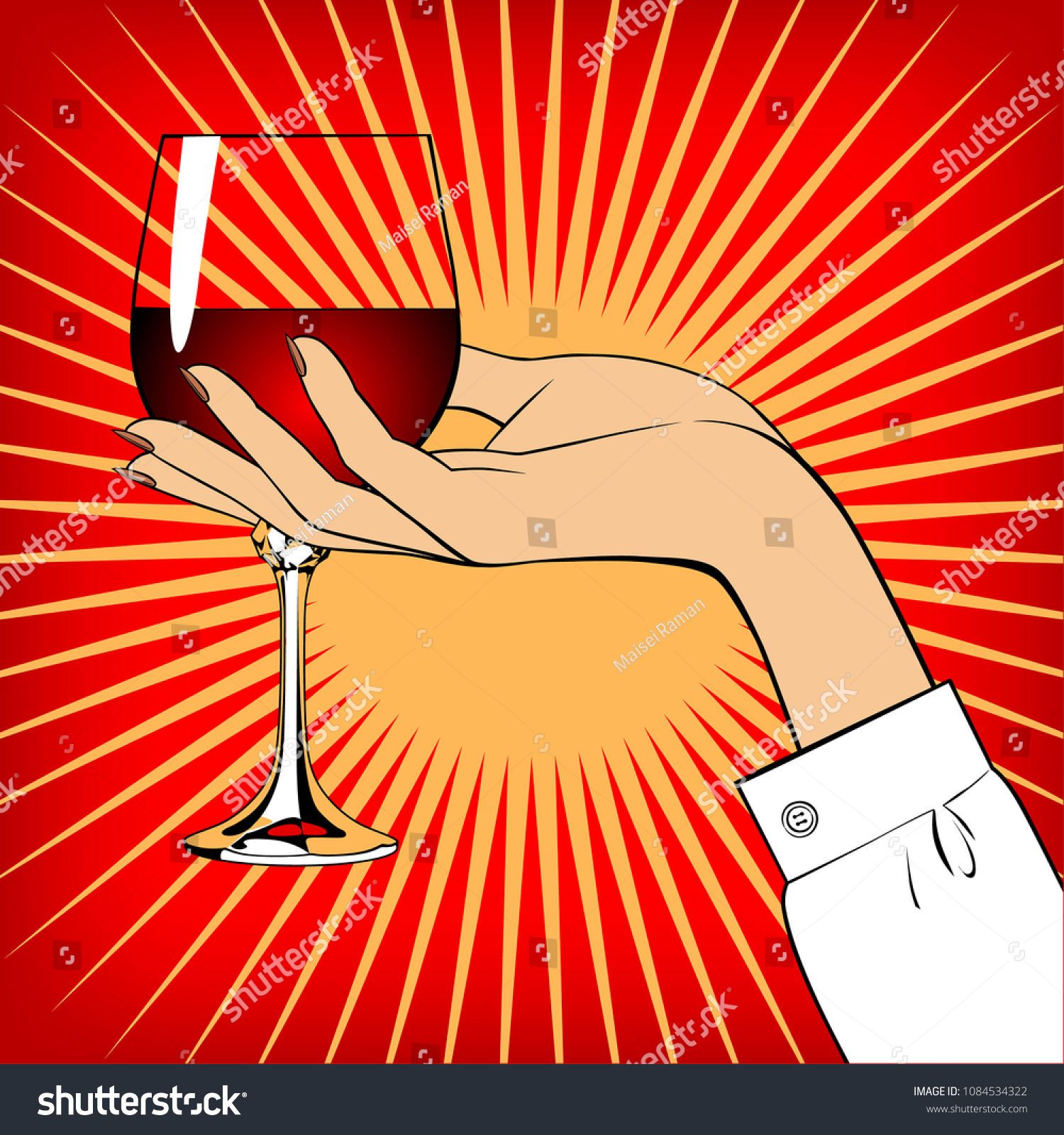 Womans Hand Holding Glass Red Wine Stock Vector Royalty Free 1084534322 Shutterstock