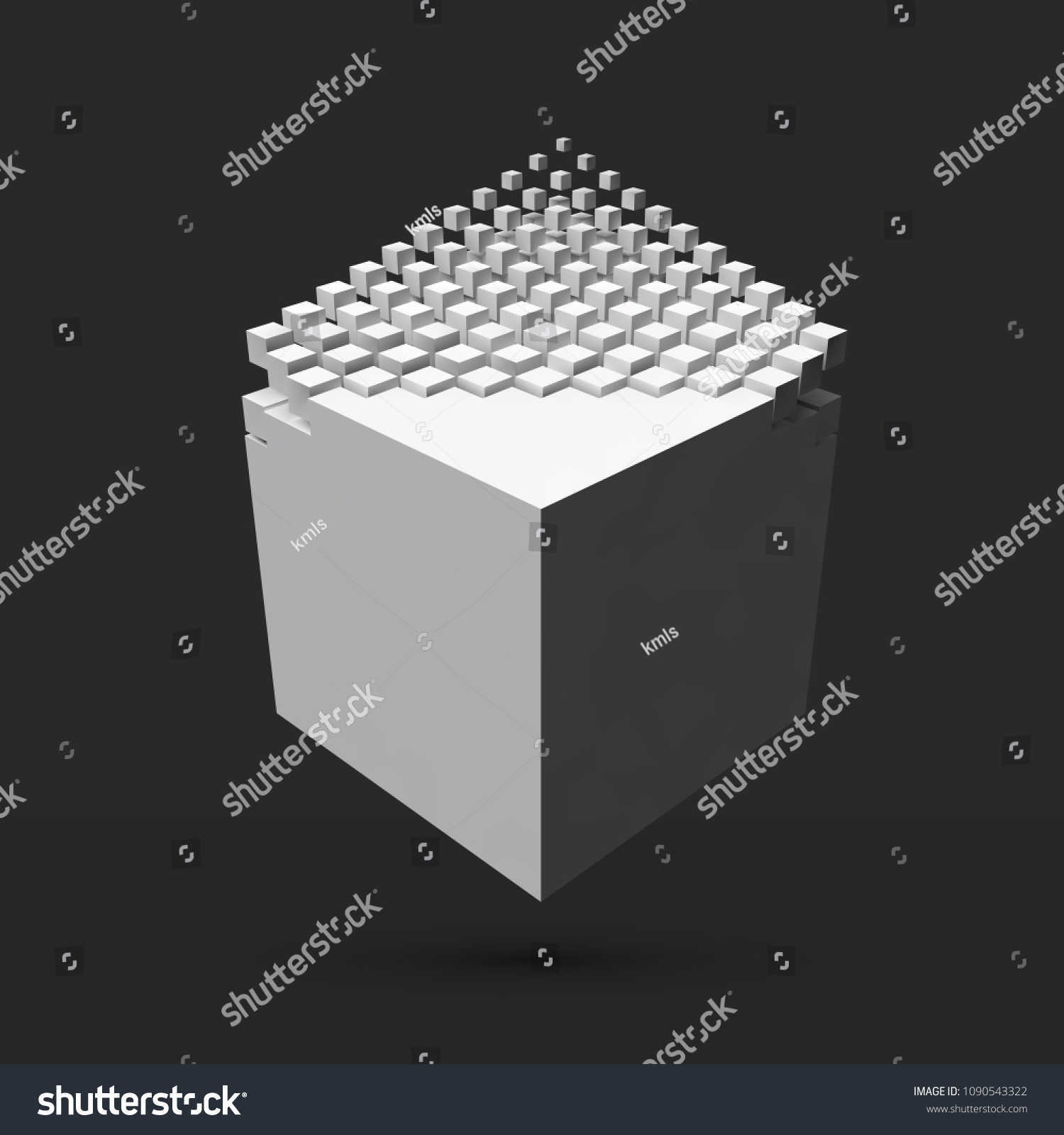 Bigger Cube Dissolving Smaller Cubes Stock Vector Royalty Free