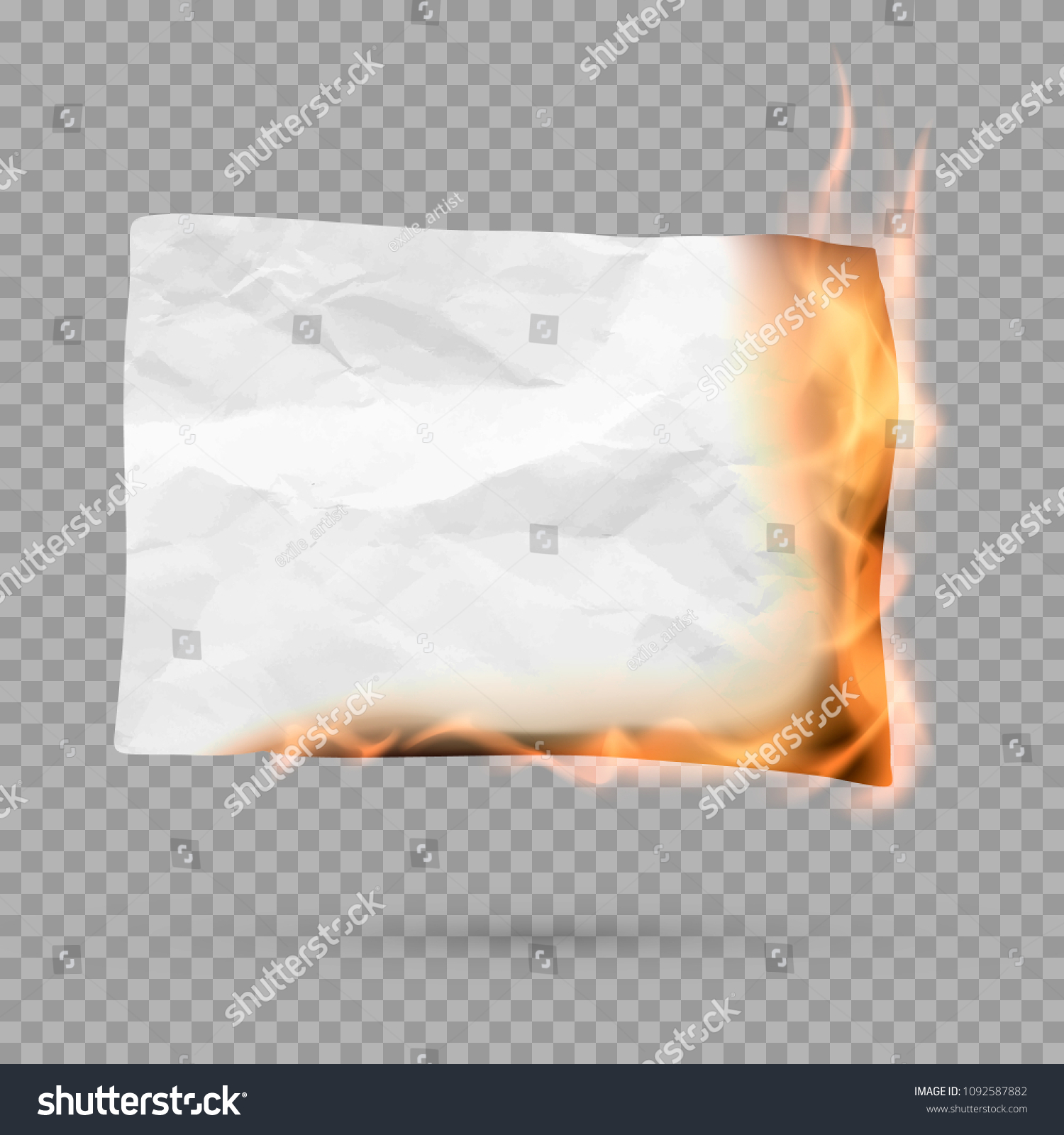 Burning Piece Paper Copy Space Crumpled Stock Vector (Royalty Free ...