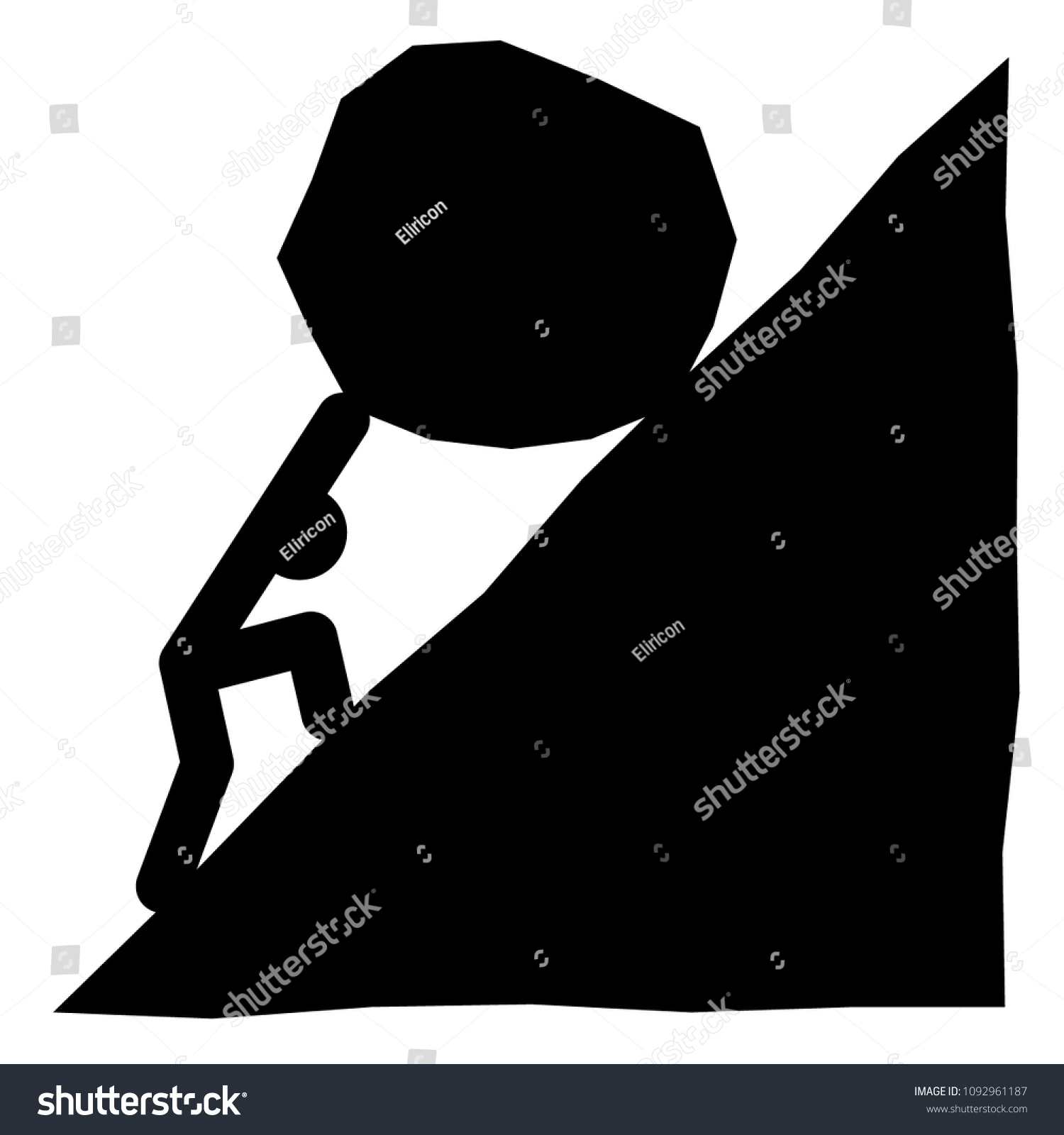 Sisyphus Vector Illustration Black Icon Stock Vector Royalty Free 1092961187 Shutterstock