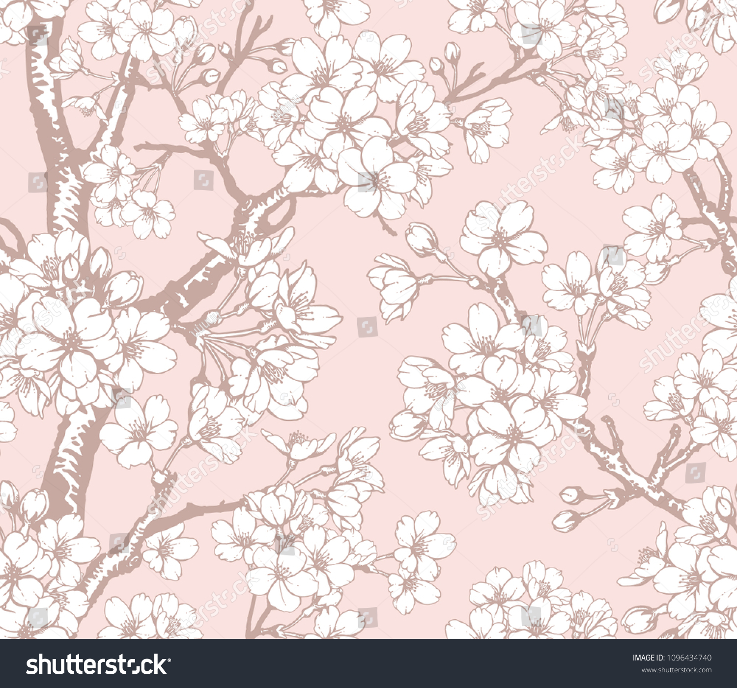 Cherry Tree Pattern Vector Image Flower Stock Vector (Royalty Free ...