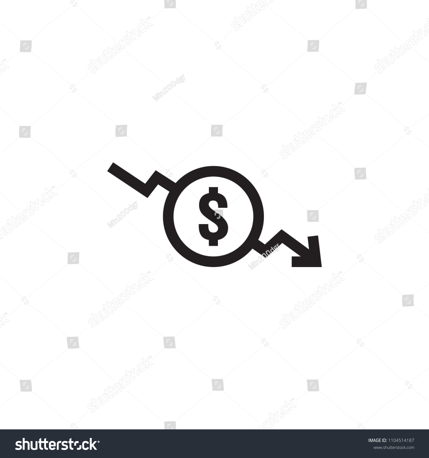 Dollar Decrease Icon Money Symbol Arrow Stock Vector (Royalty Free) 1104514187 | Shutterstock