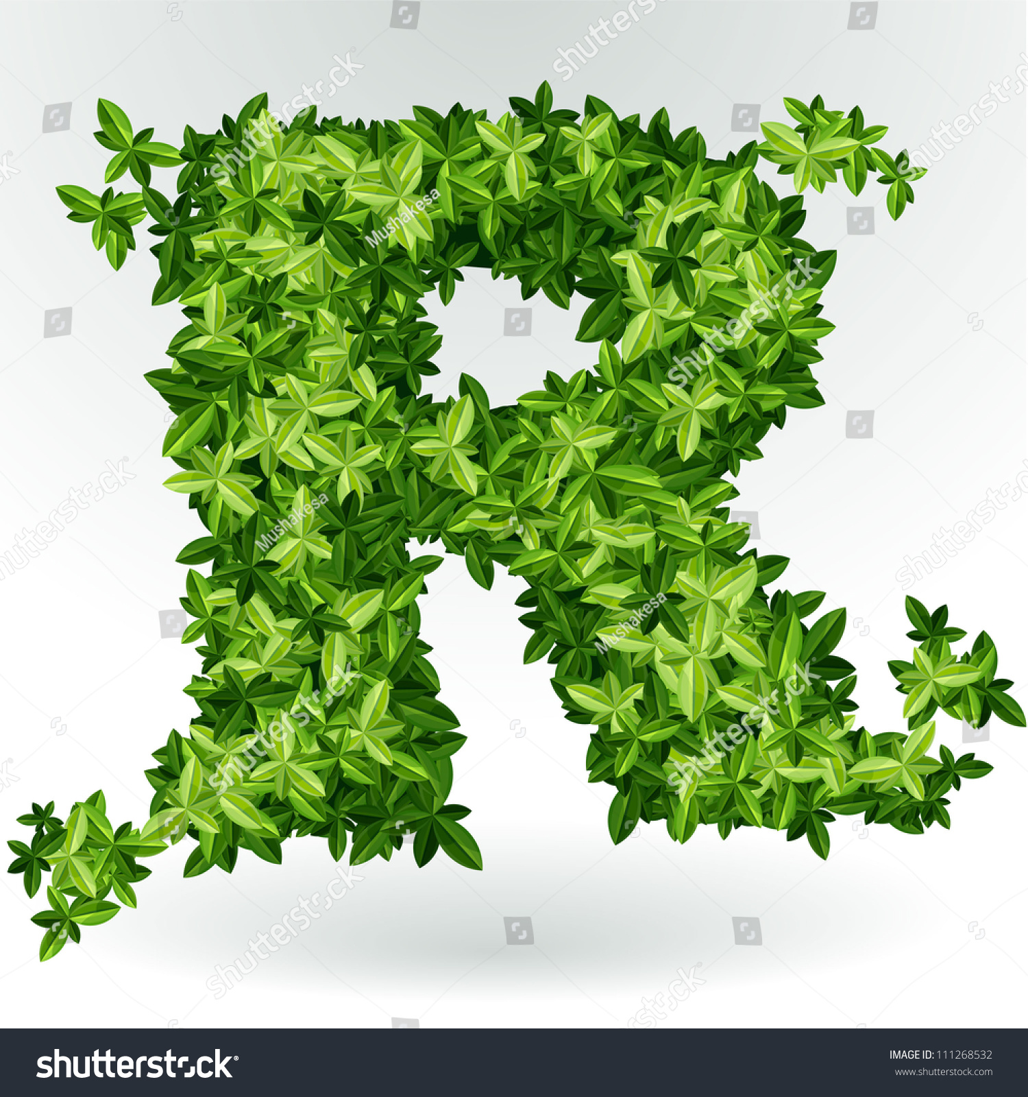 Letter R Green Leaves Summer Vector Stock Vector Royalty Free