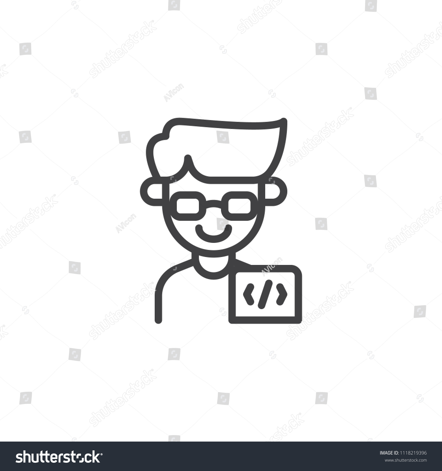 Programmer Man Outline Icon Linear Style Stock Vector (Royalty Free ... Programmer Man Outline Icon Linear Style Stock Vector (Royalty Free ...