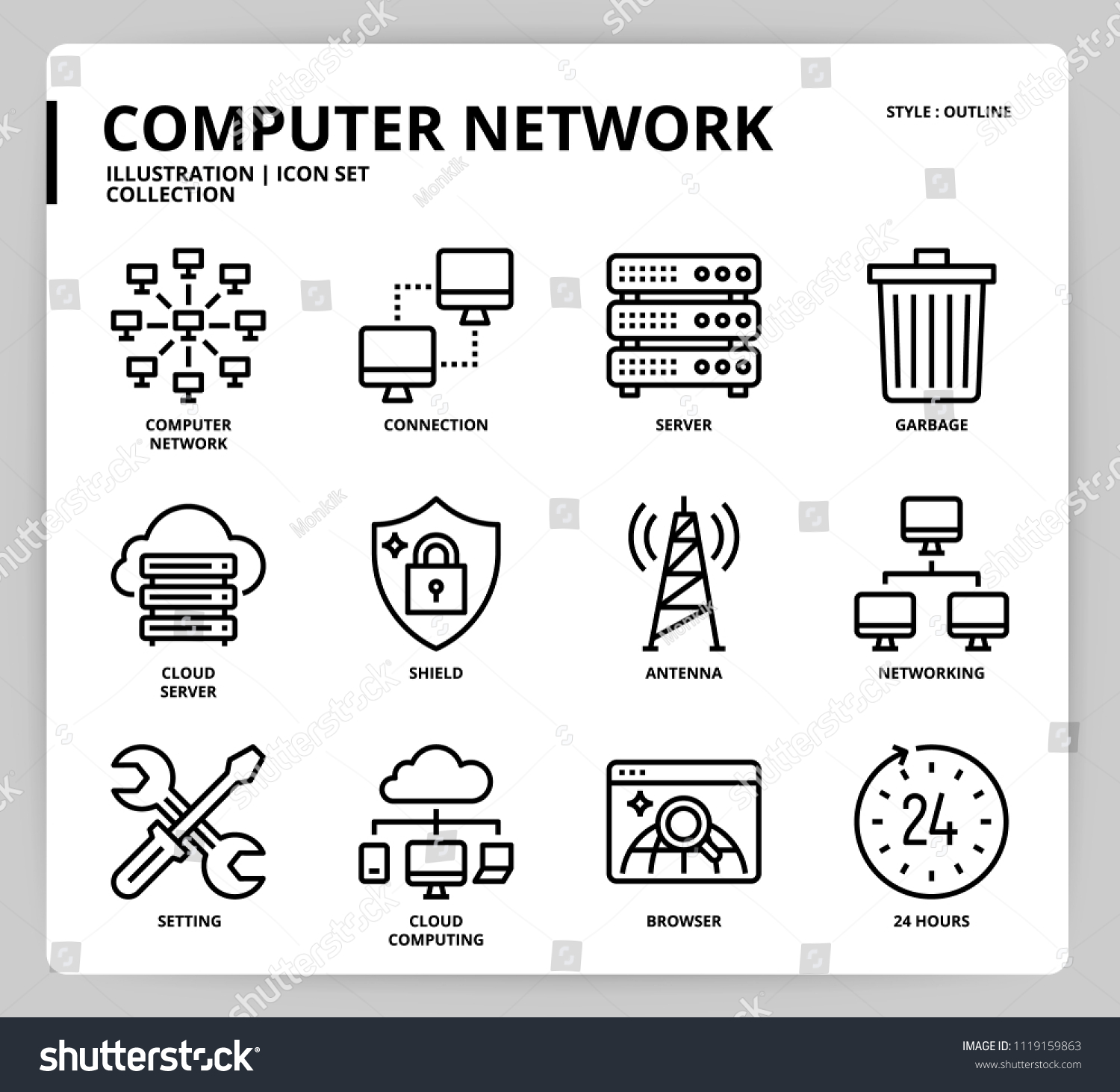 Computer Network Icon Set Stock Vector (Royalty Free) 1119159863 ...