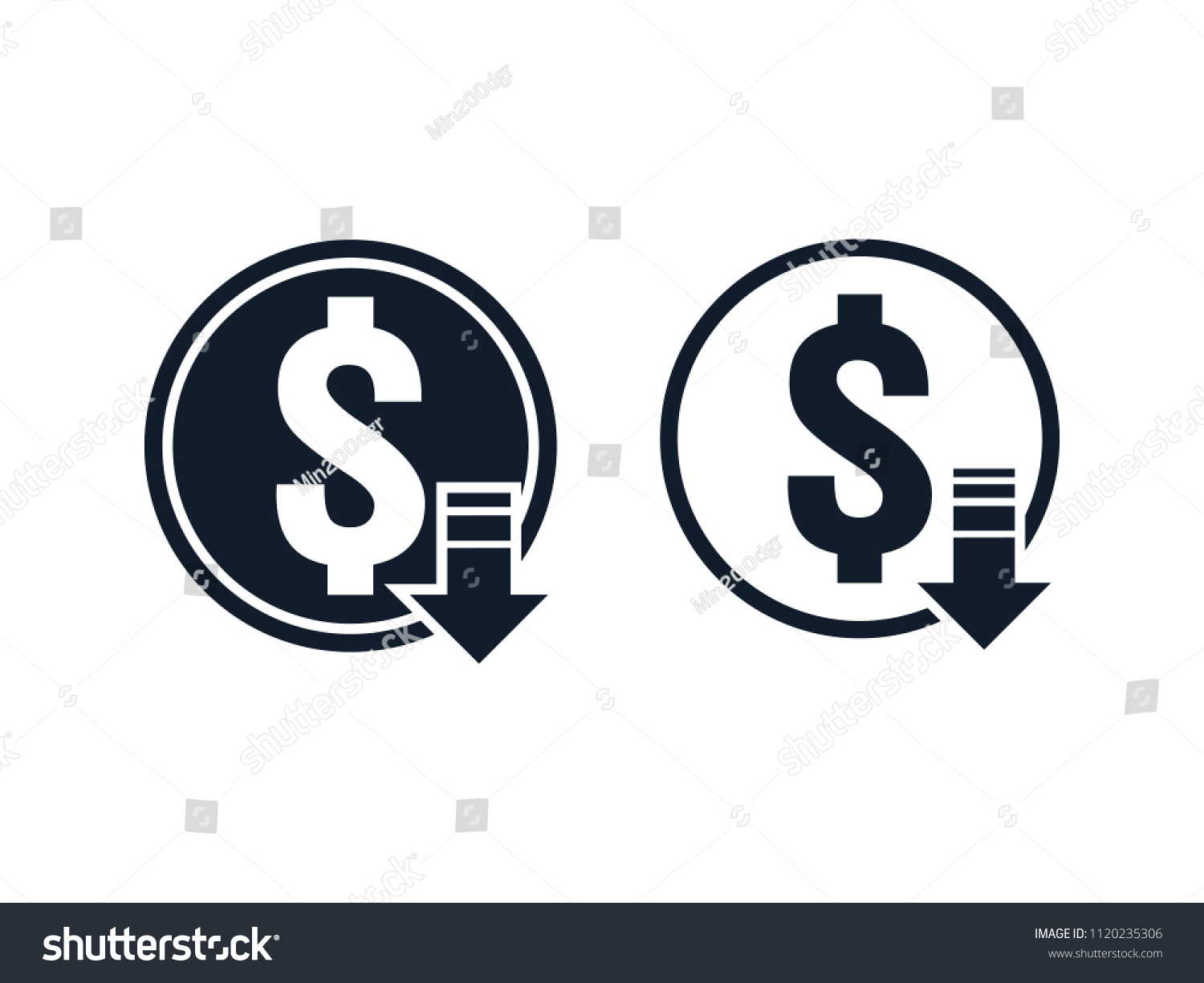 Dollar Decrease Icon Money Symbol Arrow Stock Vector (Royalty Free ...