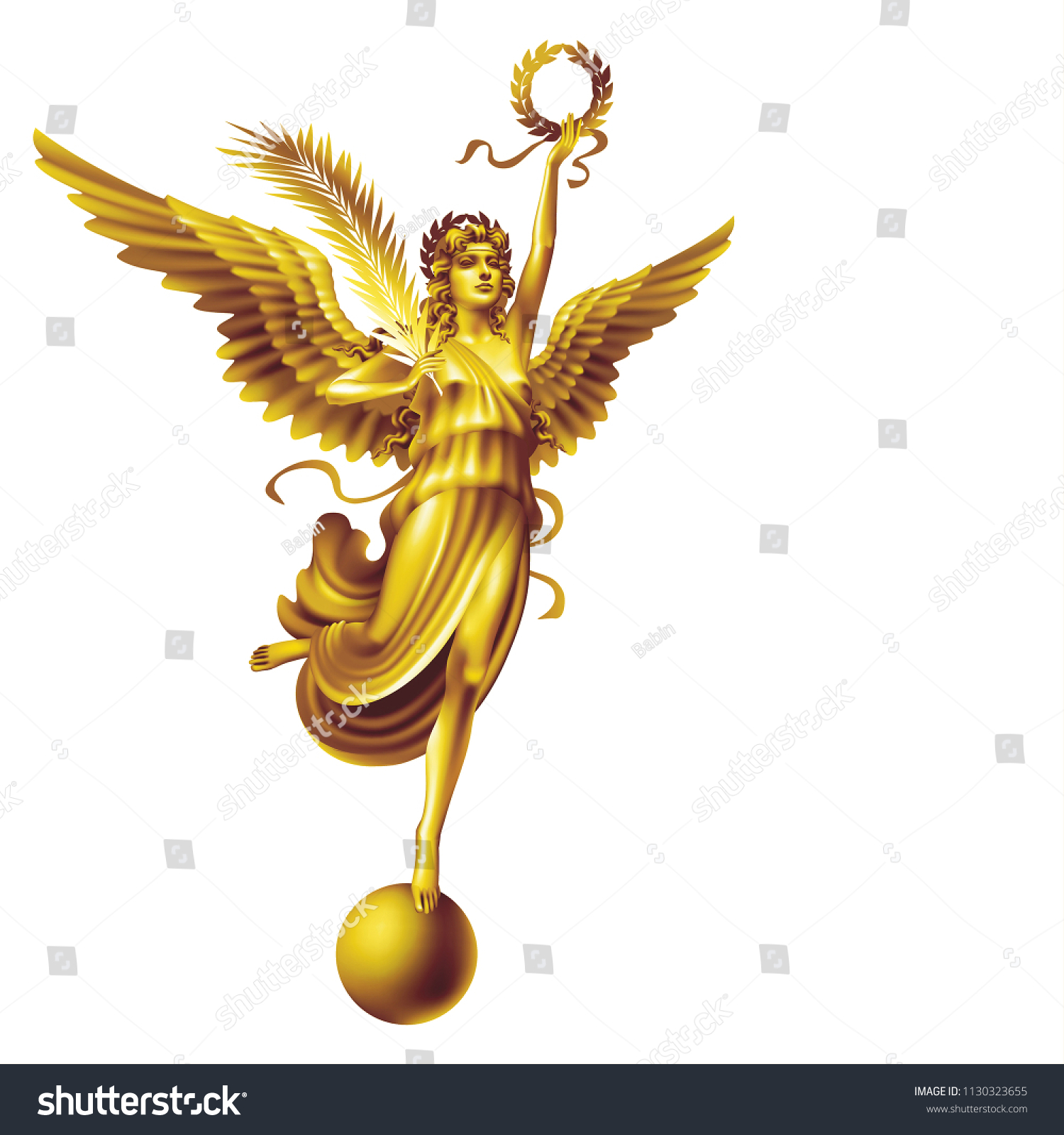 Golden Flying Goddess Nika Attributes Peace Stock Vector Royalty Free 1130323655 Shutterstock