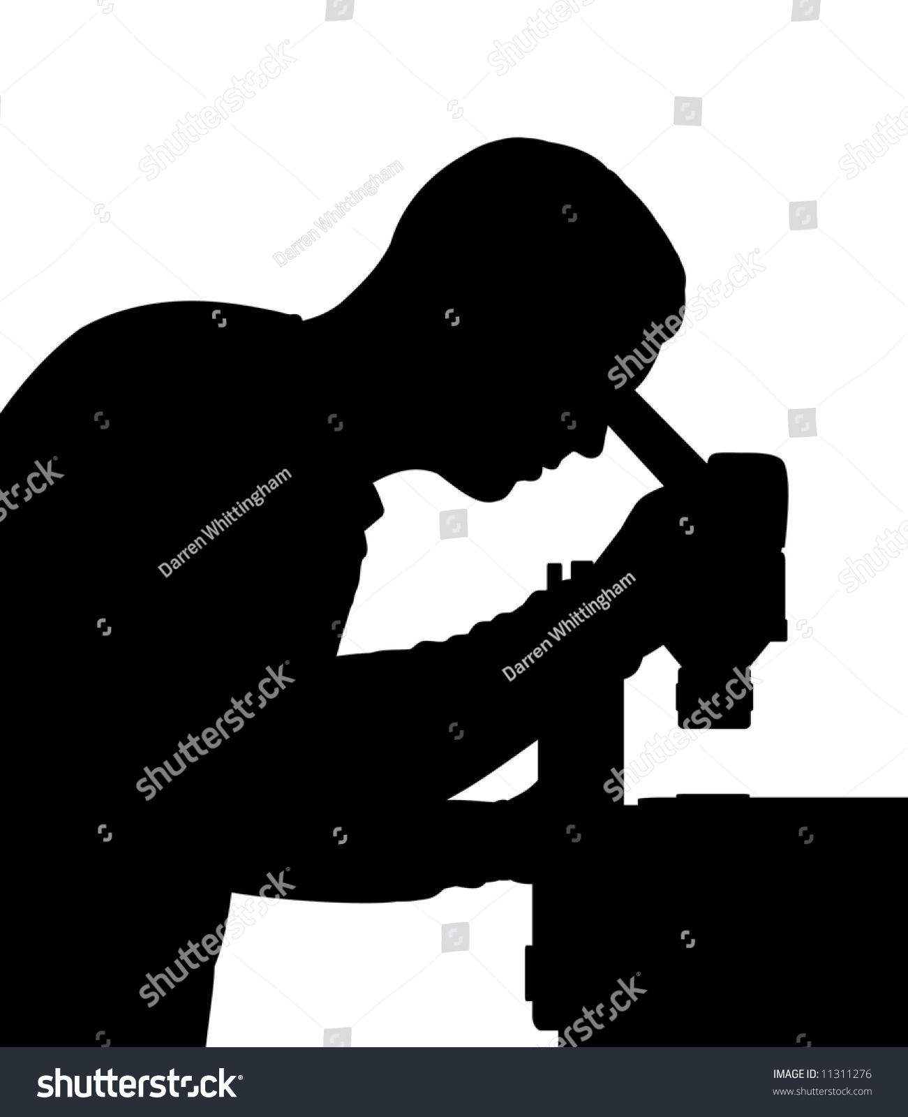 Illustrated Silhouette Scientist Looking Into Microscope Stock ... Illustrated Silhouette Scientist Looking Into Microscope Stock ...