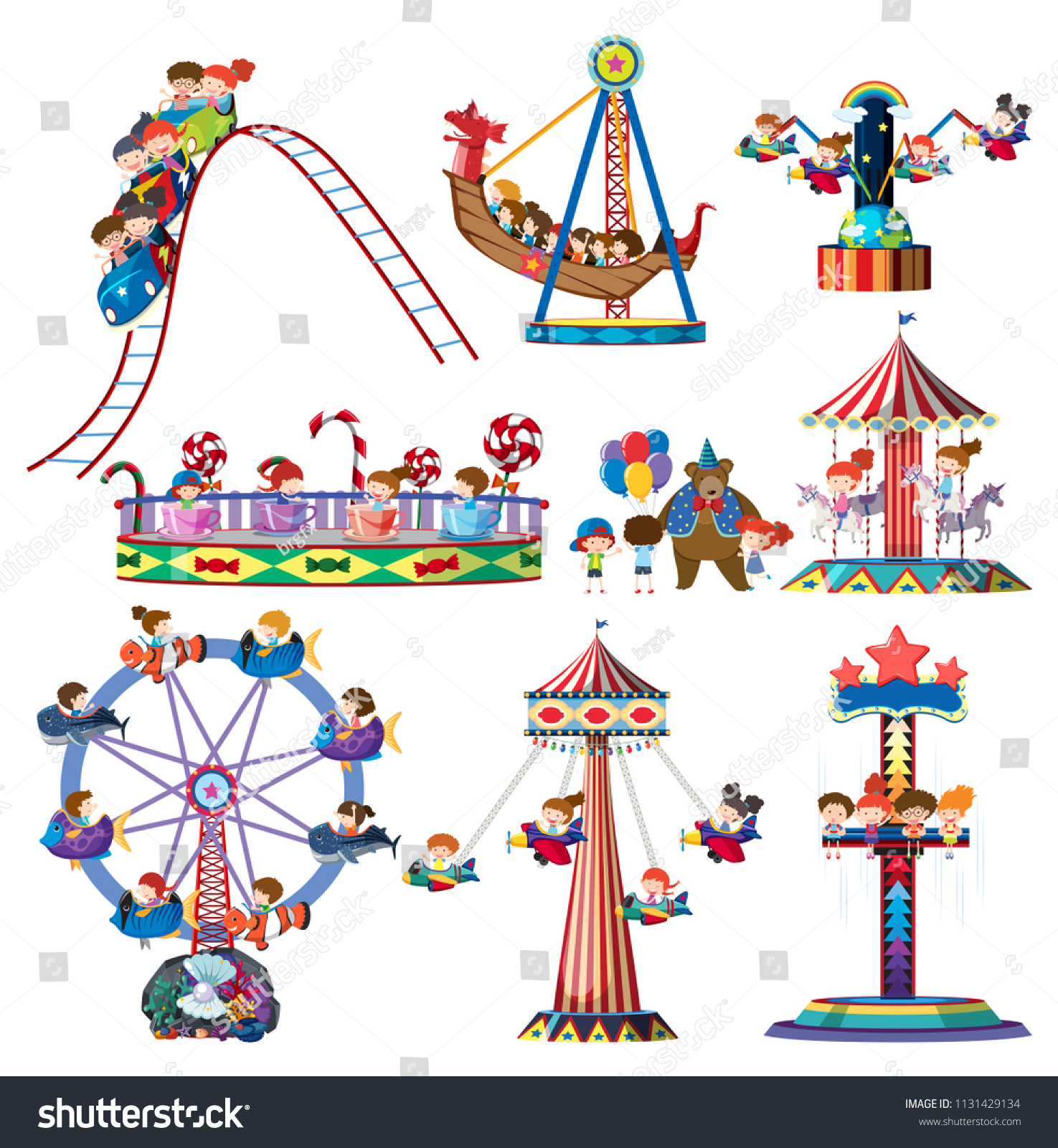 테마 파크의 그림 스톡 벡터로열티 프리 1131429134 Shutterstock