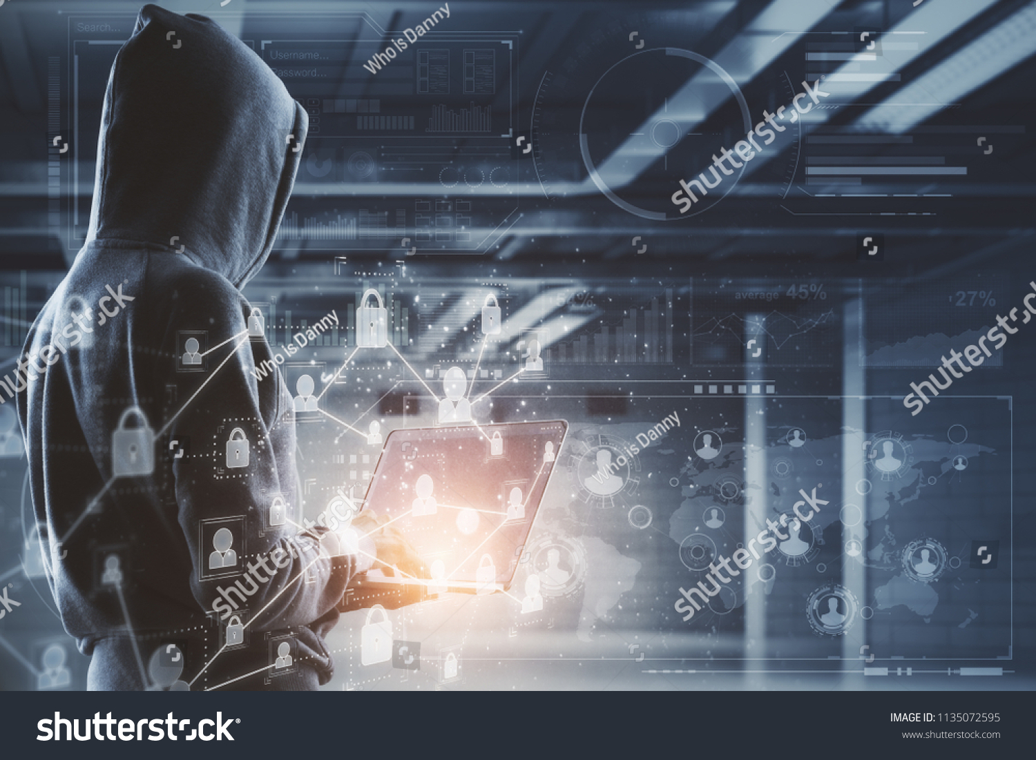 Hacking Process Side View On Hacker Stock Photo 1135072595 | Shutterstock
