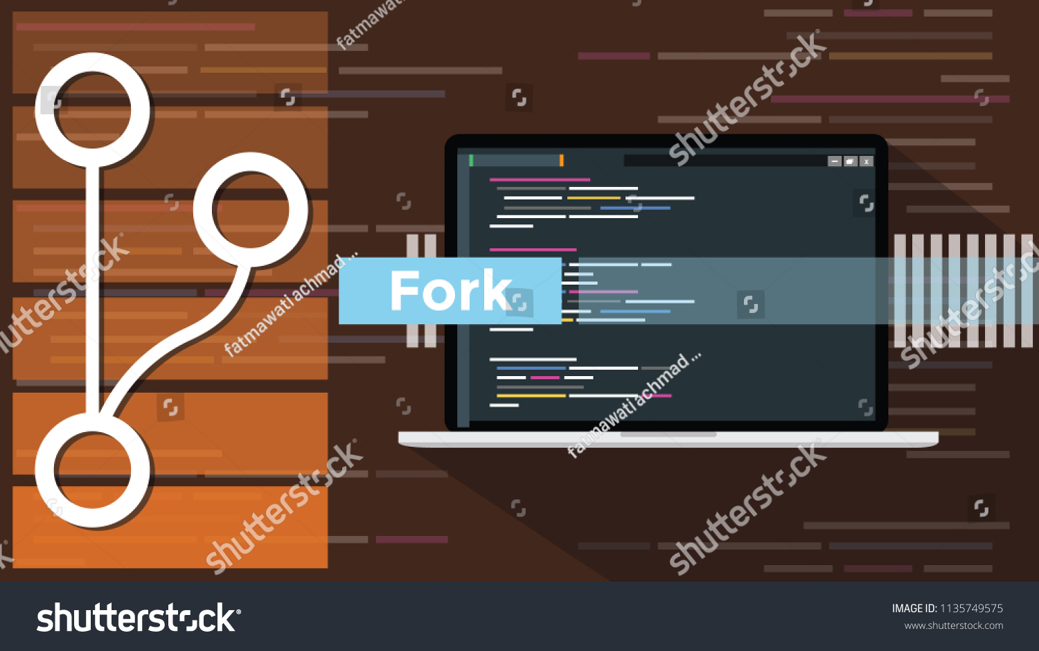 Fork Git Concept Icon Line Style : image vectorielle de stock (libre de droits) 1135749575 ...