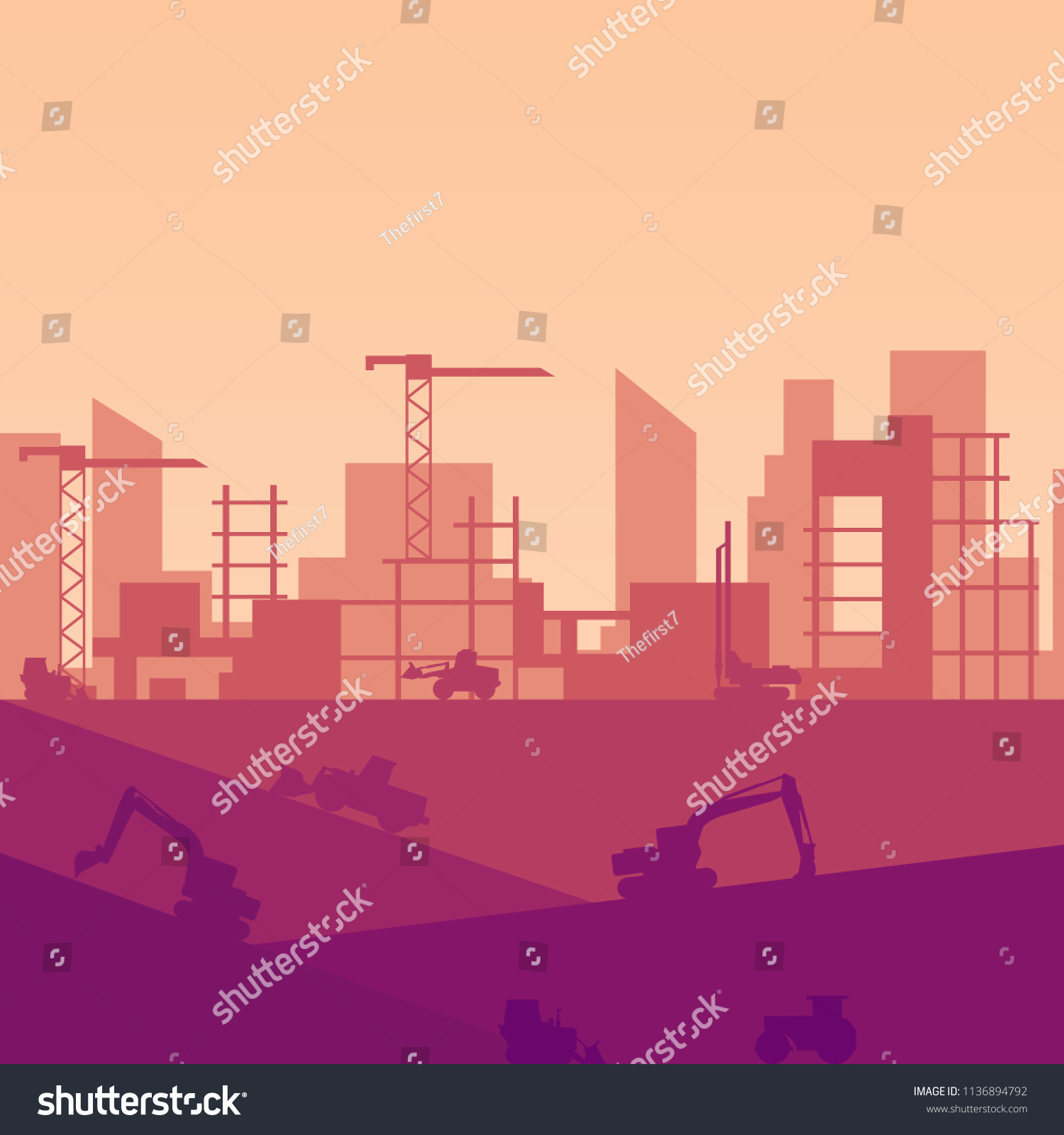Construction Site Construction Site Vector Construction Stock Vector ...