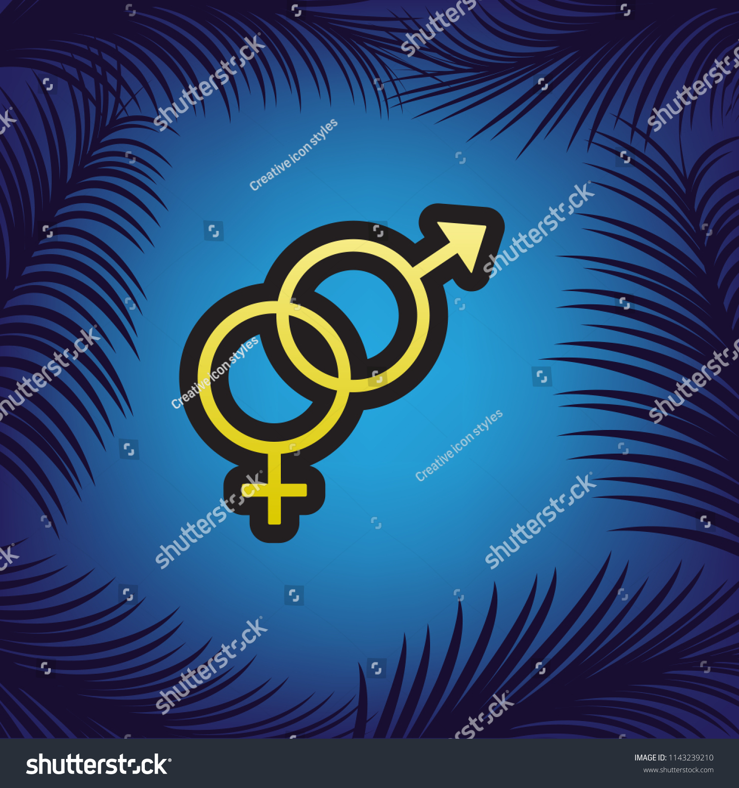 Sex Symbol Sign Vector Golden Icon เวกเตอร์สต็อก ปลอดค่าลิขสิทธิ์