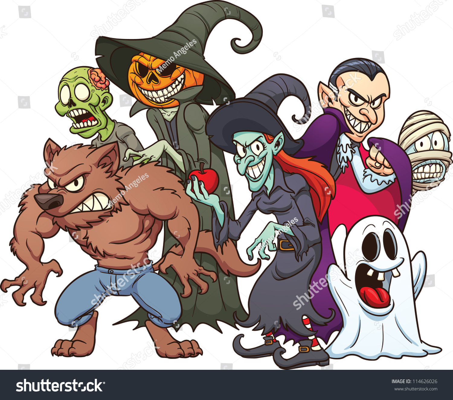 Halloween Monsters Cartoon Vector Illustration Simple Stock Vector ...