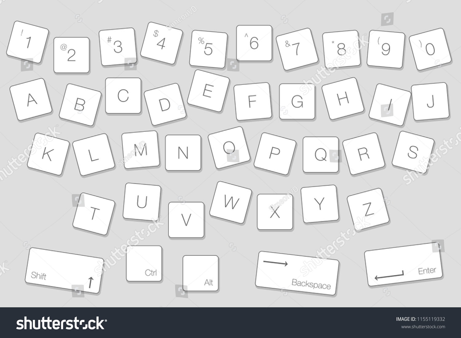 Vector Keyboard Computer Letter Keys Isolated Stock Vector (royalty