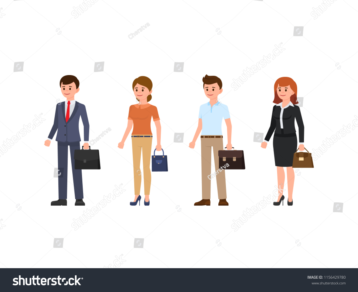 Business People Cartoon Character Set Young Stock Vector Royalty Free