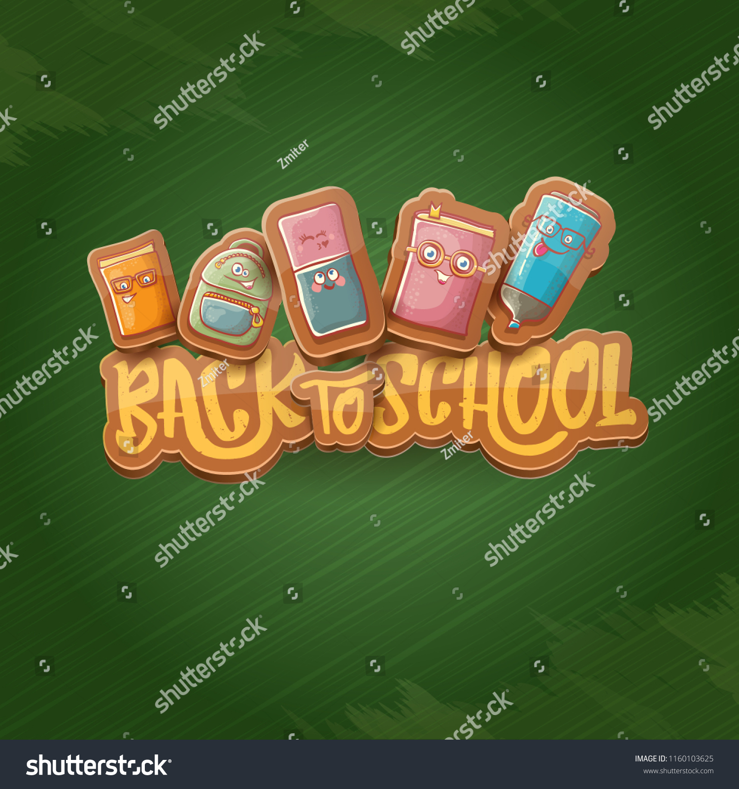 Back School Vector Characters Background Template Stock Vector Royalty
