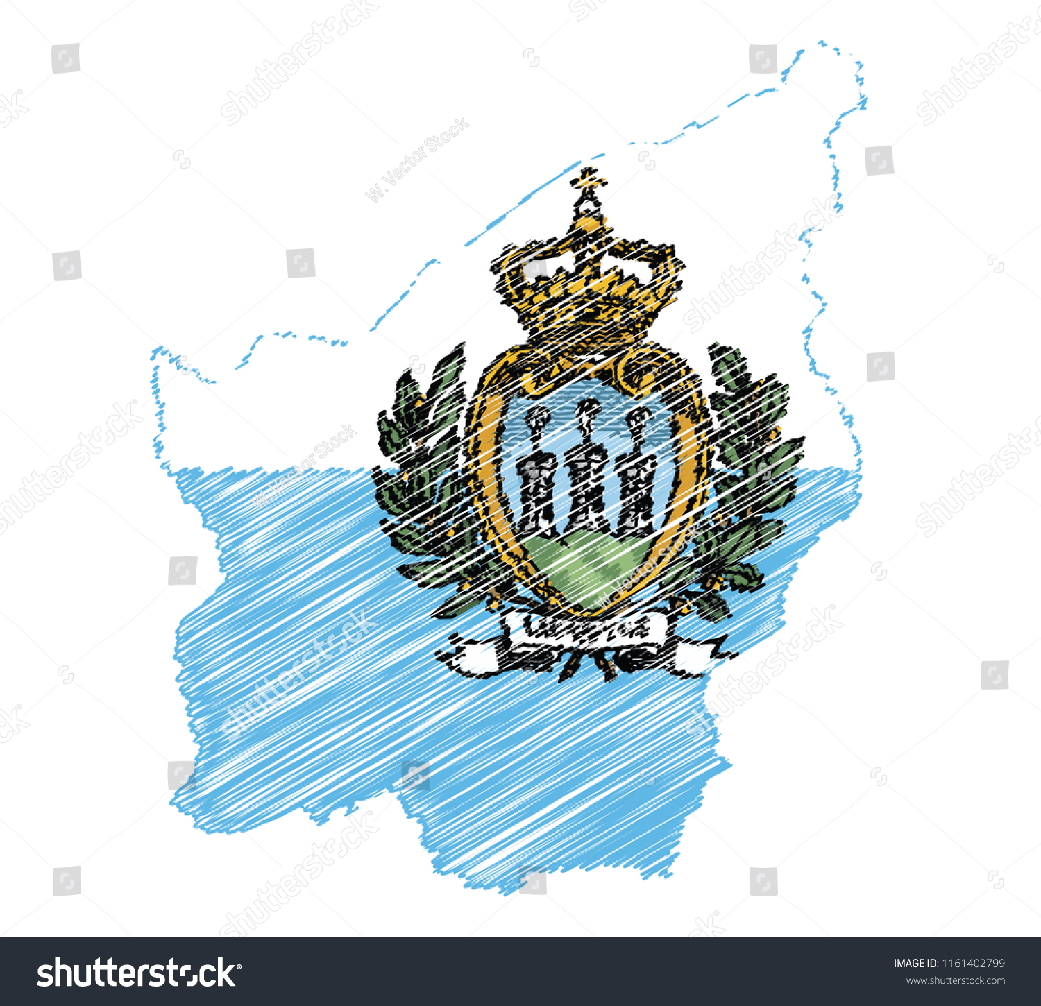 Vector Isolated San Marino Map Flag Stock Vector Royalty Free