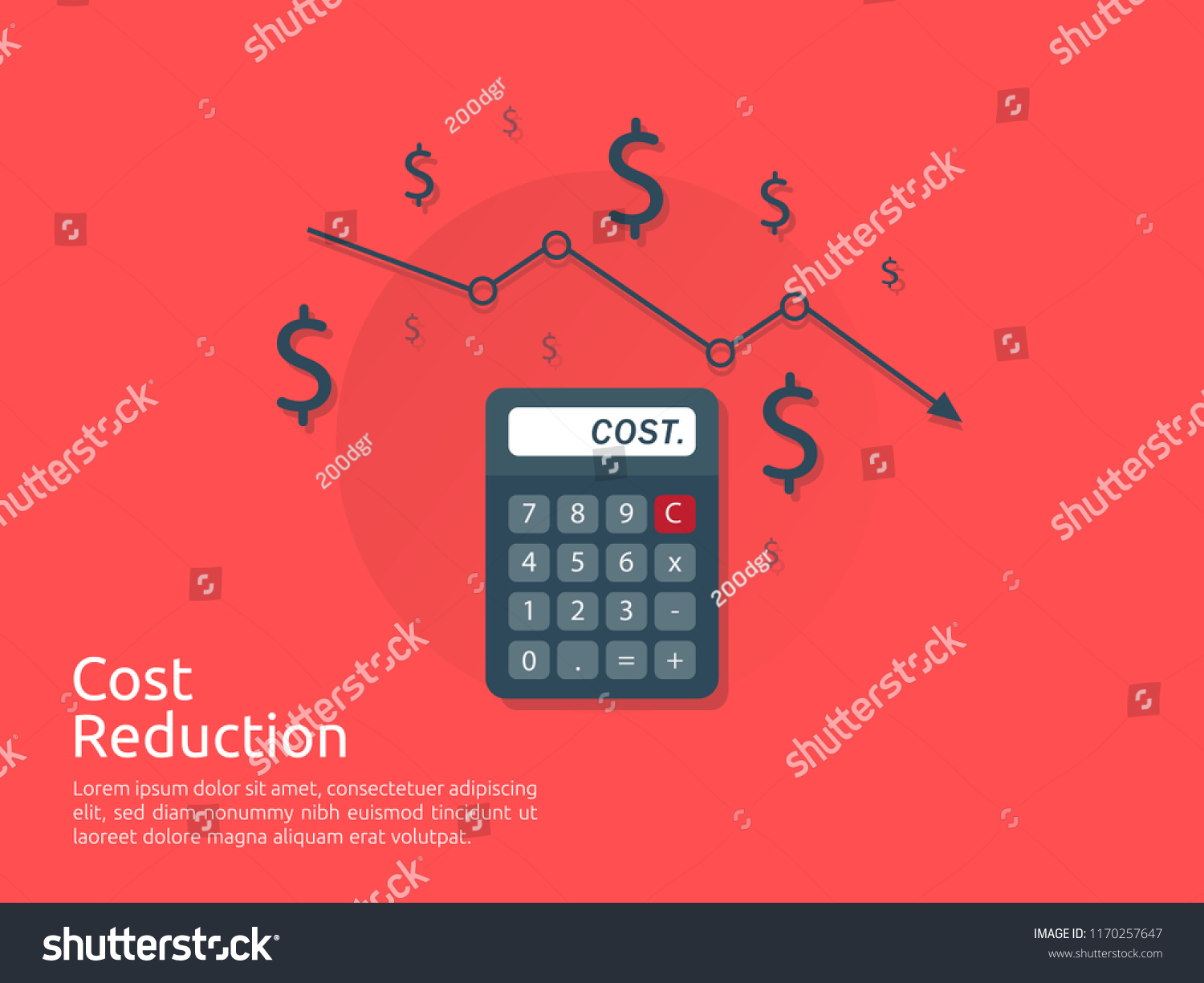 Cost Reduction Concept Calculator Arrow Line Stock Vector (Royalty Free ...