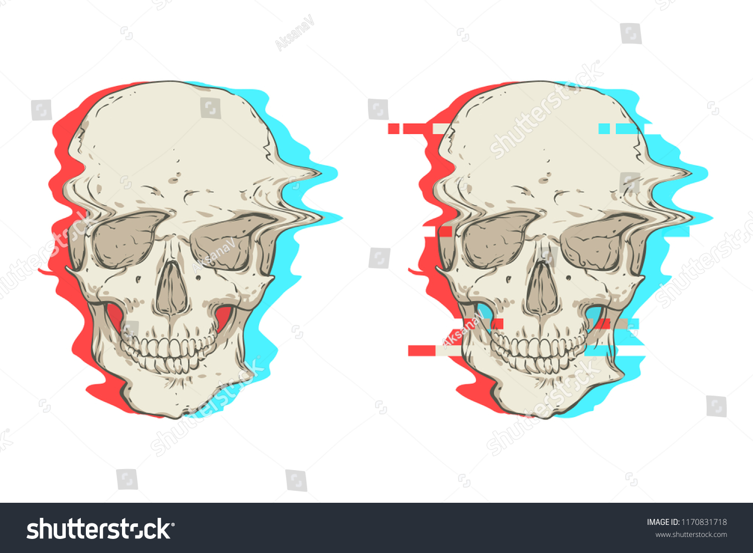 Two Skulls Interference Stock Vector (Royalty Free) 1170831718 ...