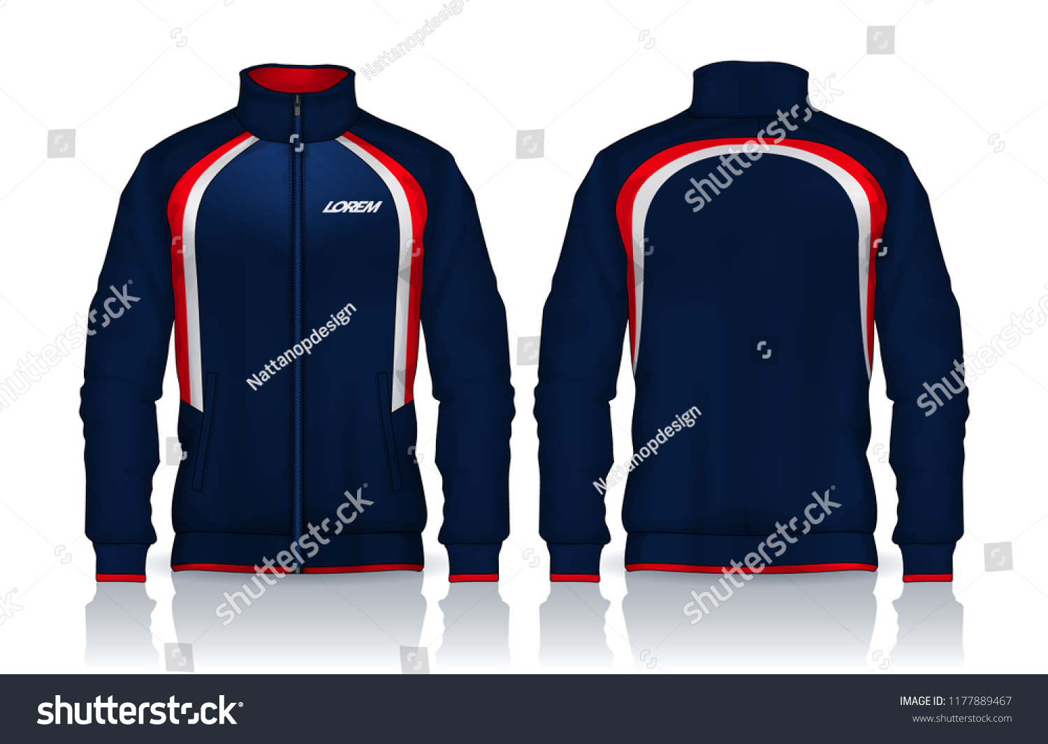 Jacket Designsportswear Track Front Back View 库存矢量图(免版税)1177889467