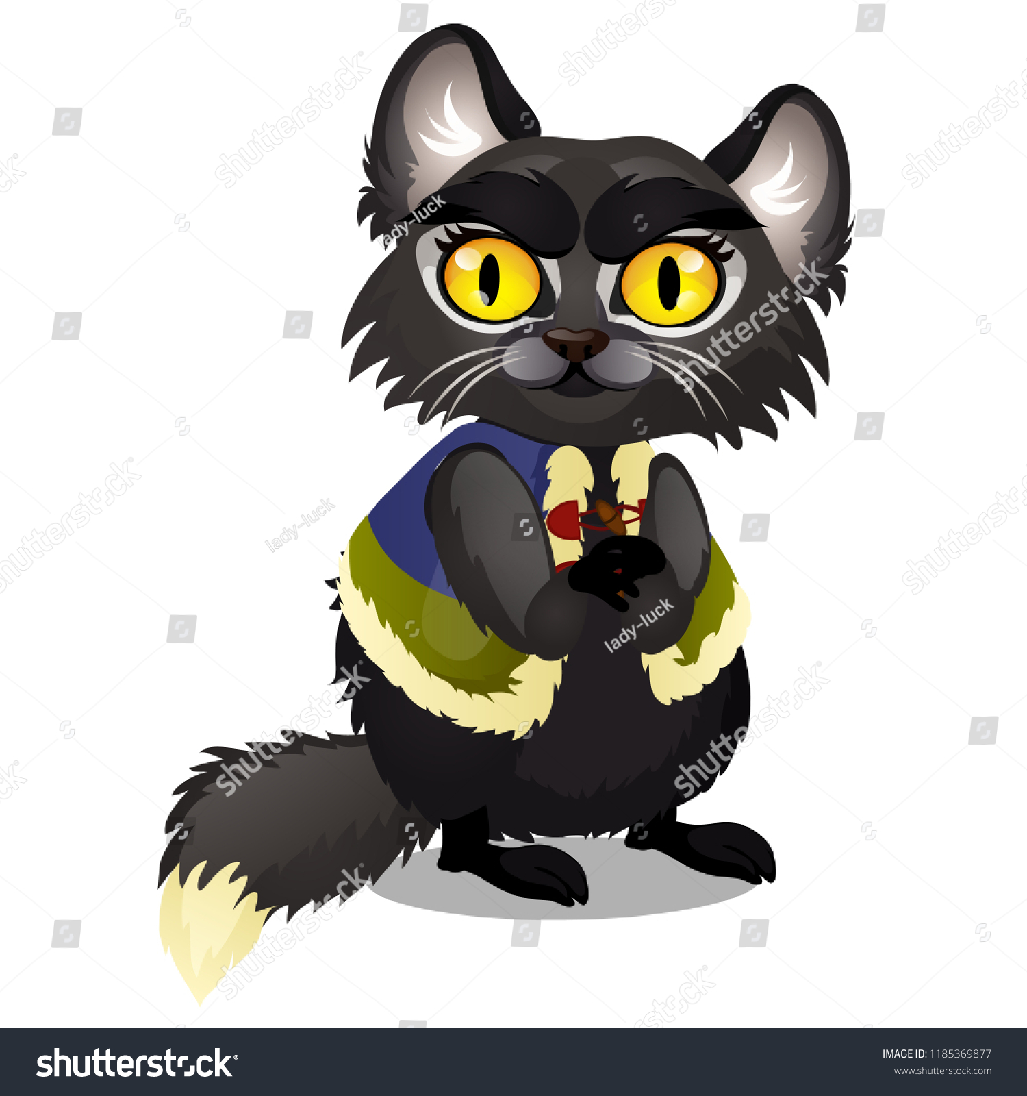 Sly Animated Black Furry Cat Yellow Stock Vector (Royalty Free ... Sly Animated Black Furry Cat Yellow Stock Vector (Royalty Free ...