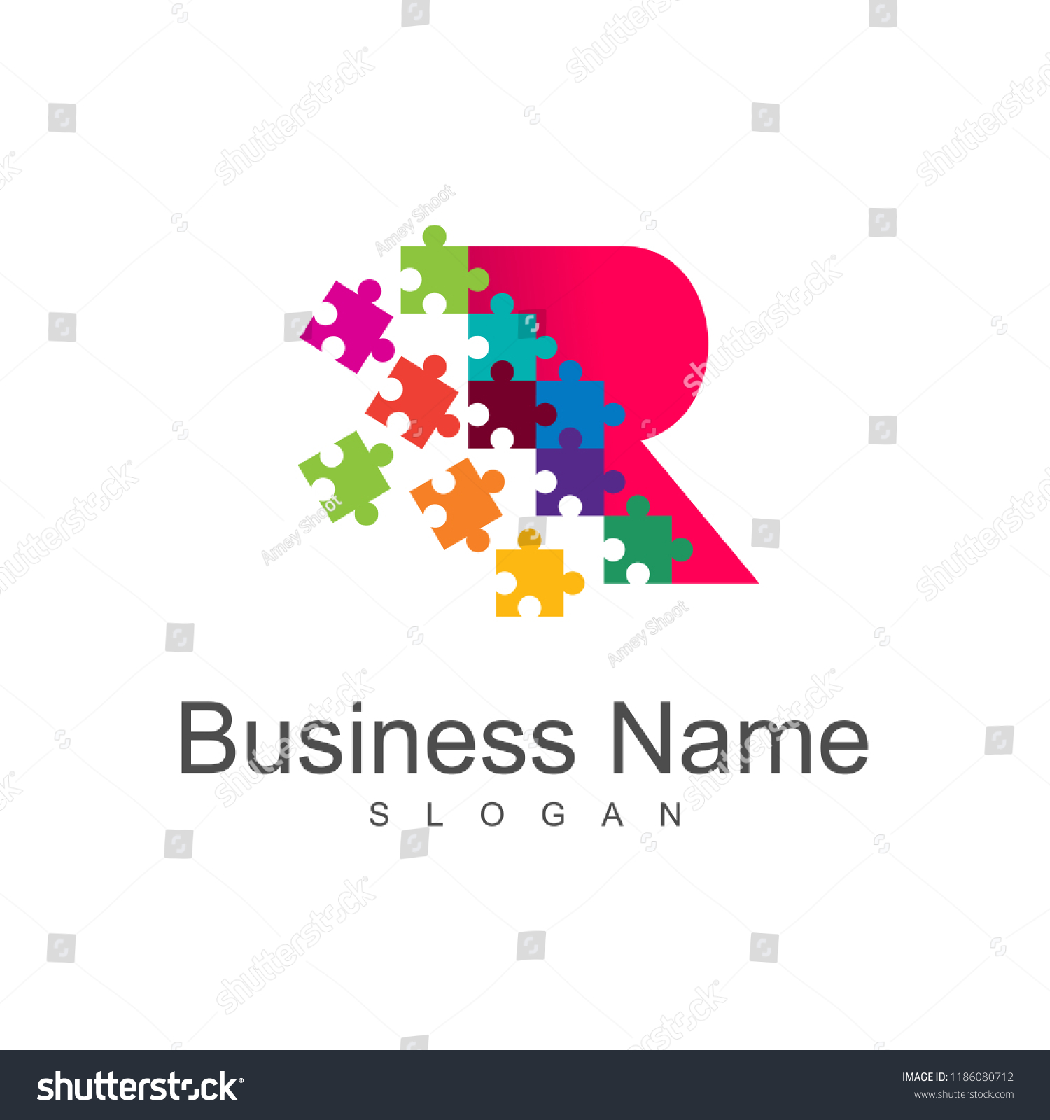 Puzzle Letter R Creative Logo Design Stock Vector (Royalty Free ...
